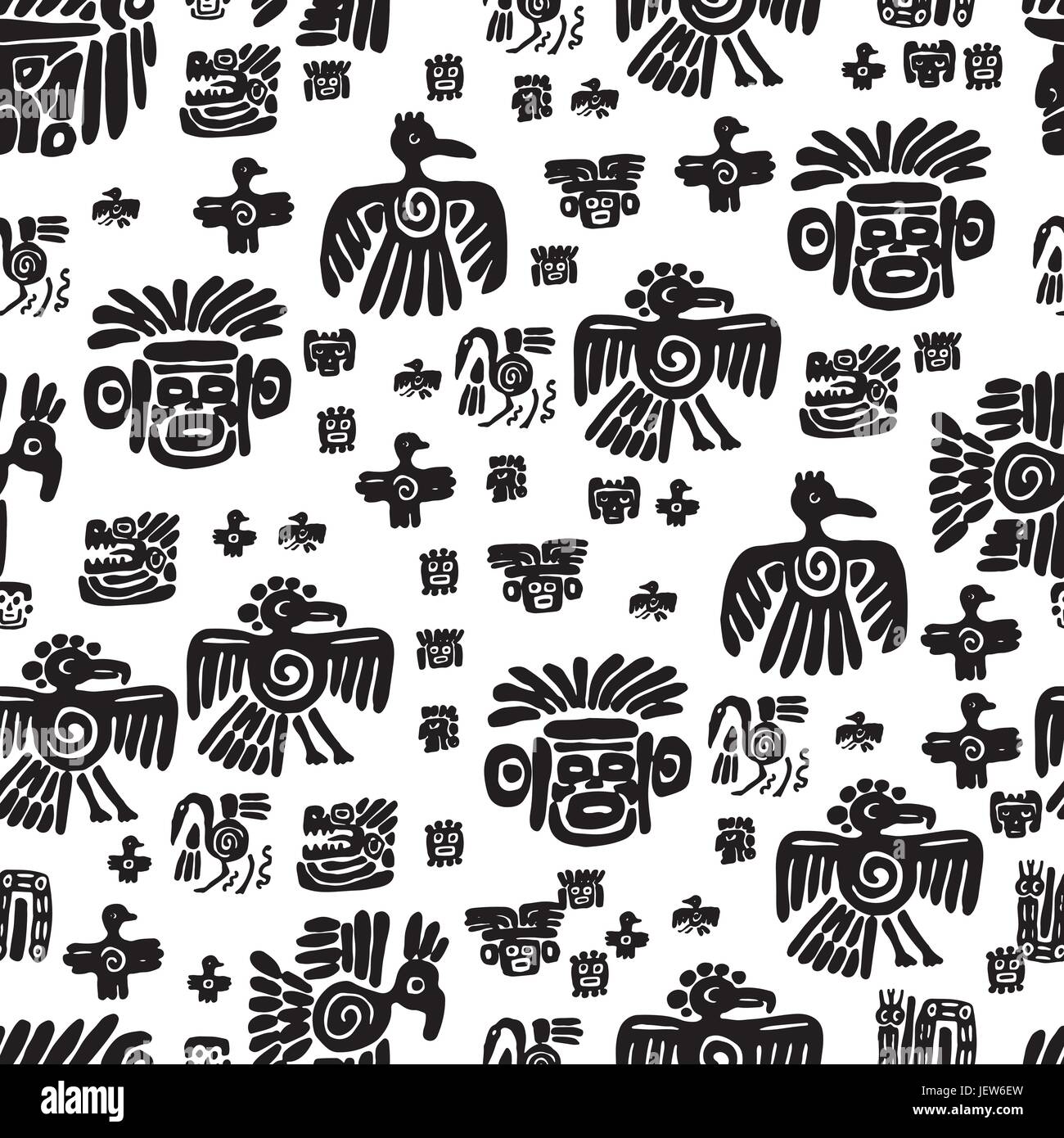 Seamless maya pattern. Black and white ethnic elements Stock Vector ...