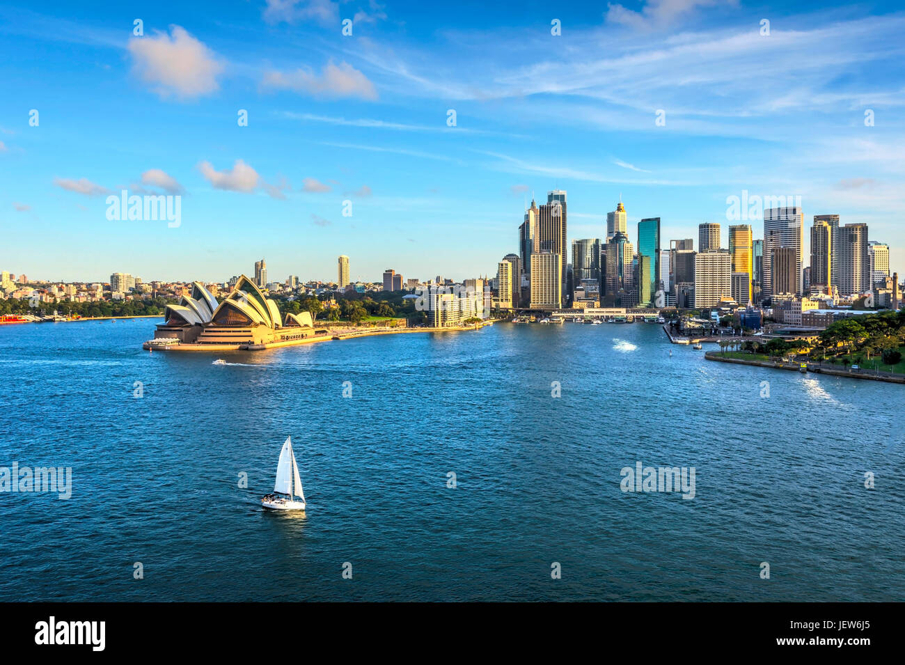 View on Sydney skyline with Opera house and Circular quay Stock Photo ...