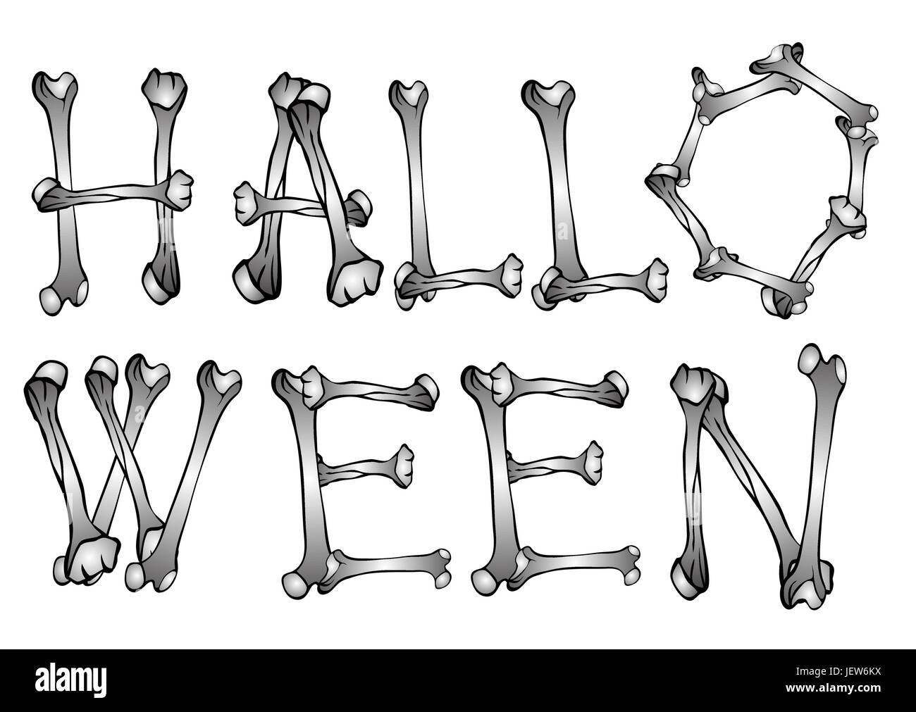 letters, scary, bone, creepy, halloween, text, illustration, scary ...
