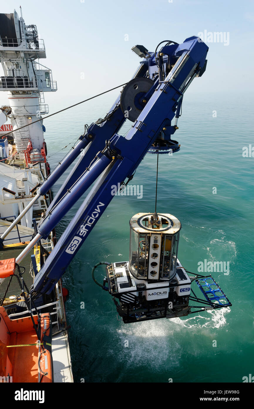 A Work Class ROV fitted with an underwater pipe tracking system is ...
