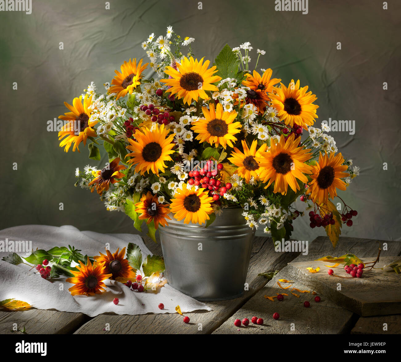 Bouquet of flowers with sunflowers Stock Photo - Alamy