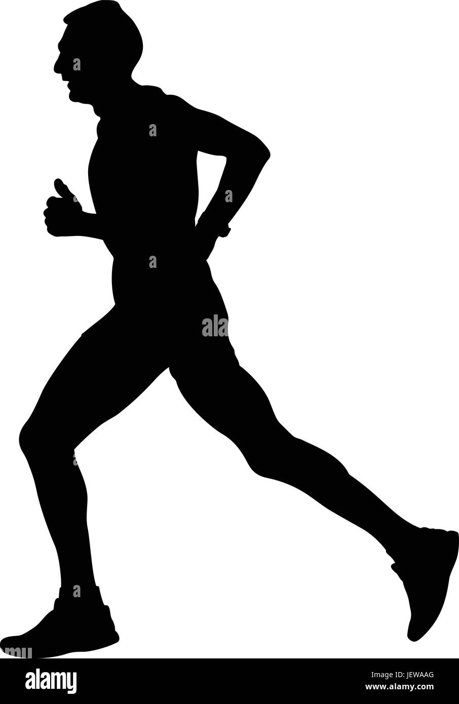 male athlete runner middle-aged black silhouette Stock Vector Image ...