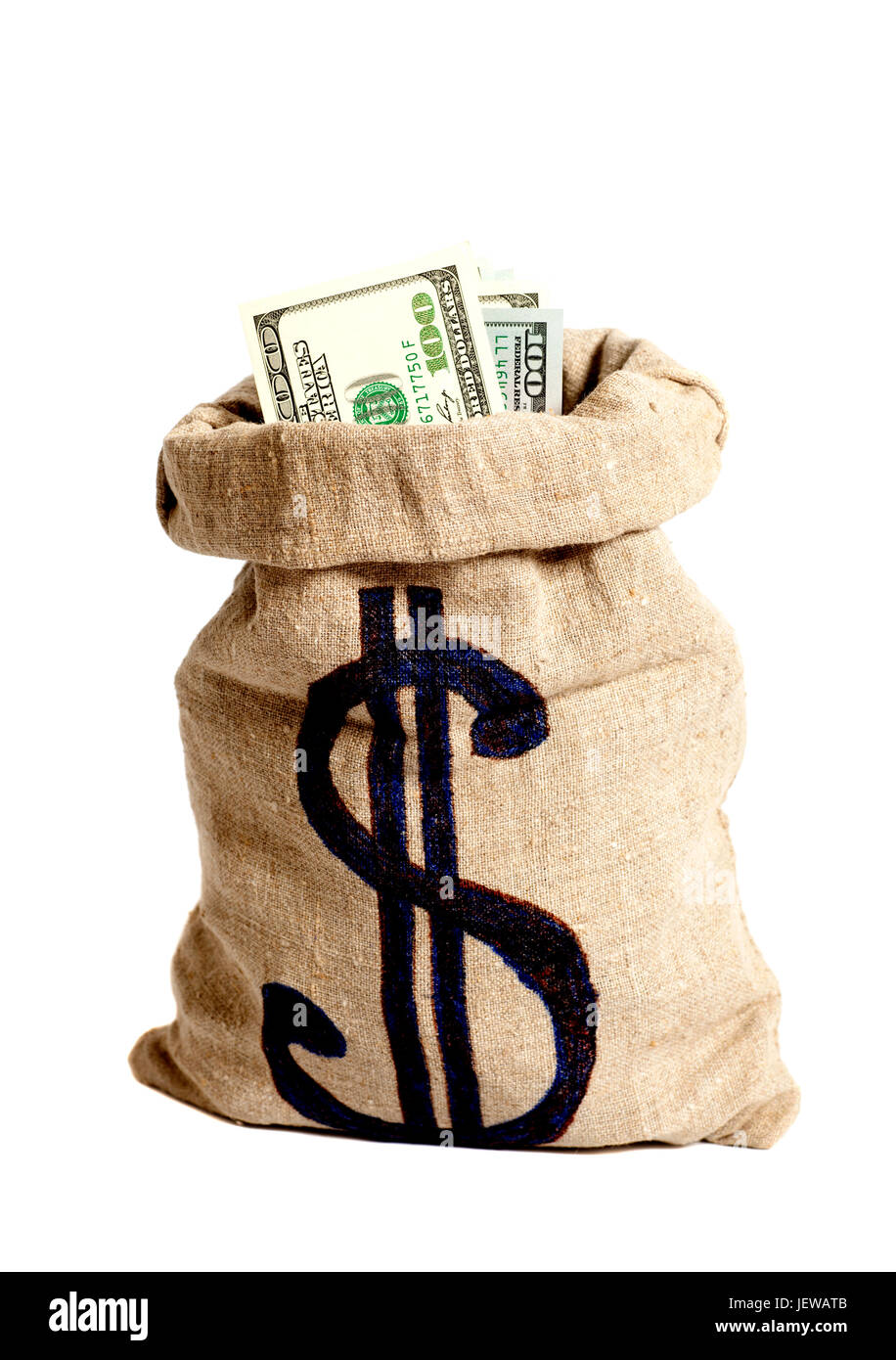 Money bag with dollar symbol isolated on white Stock Photo - Alamy