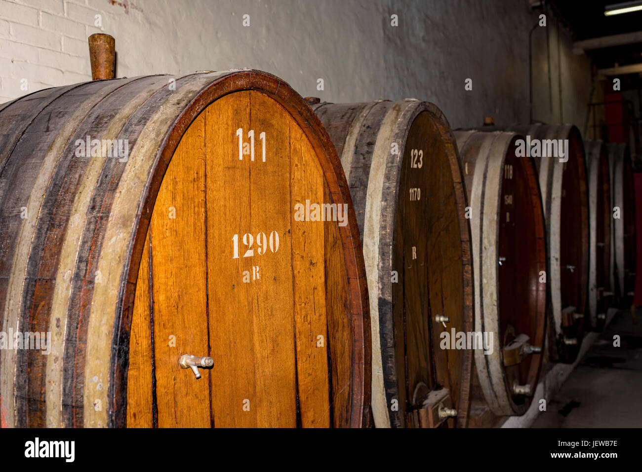 Wine barrels at Chateau Tanunda in South Australia Stock Photo - Alamy