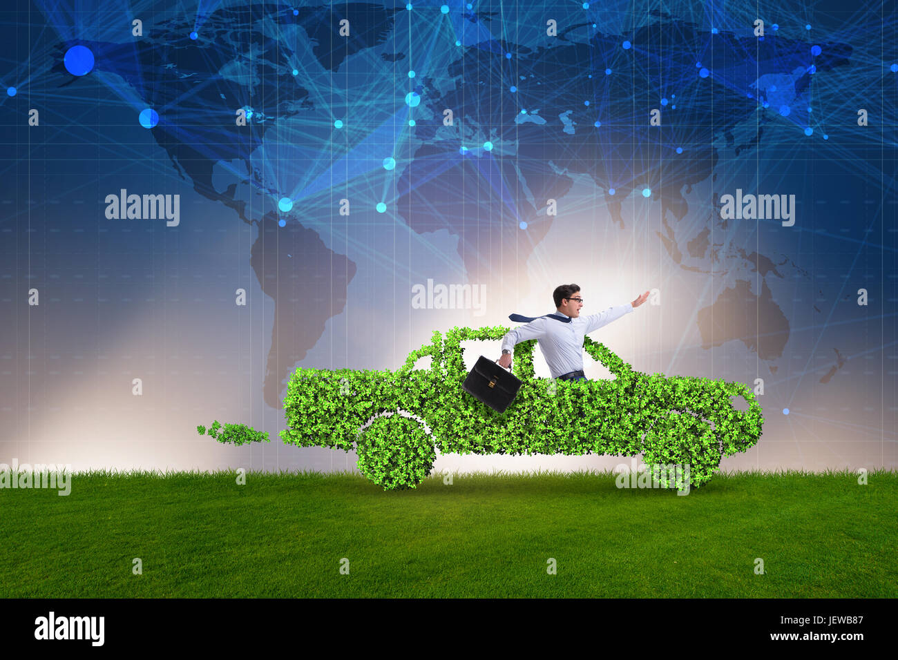 Electric car concept in green environment concept Stock Photo - Alamy
