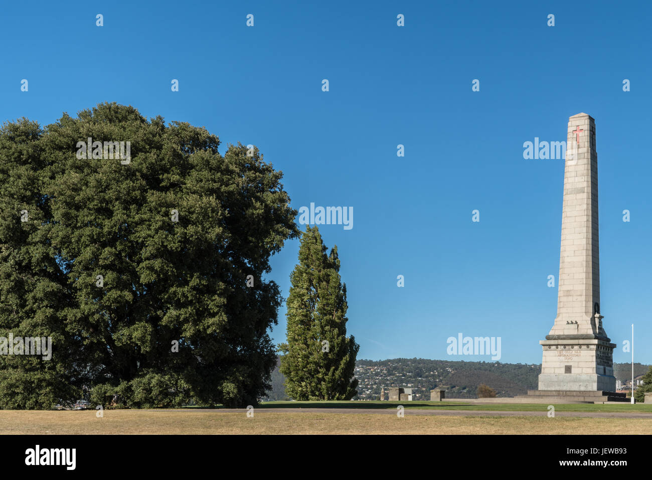 Hobart, Australia - March 19. 2017: Tasmania. Tall white stone Cenotaph ...
