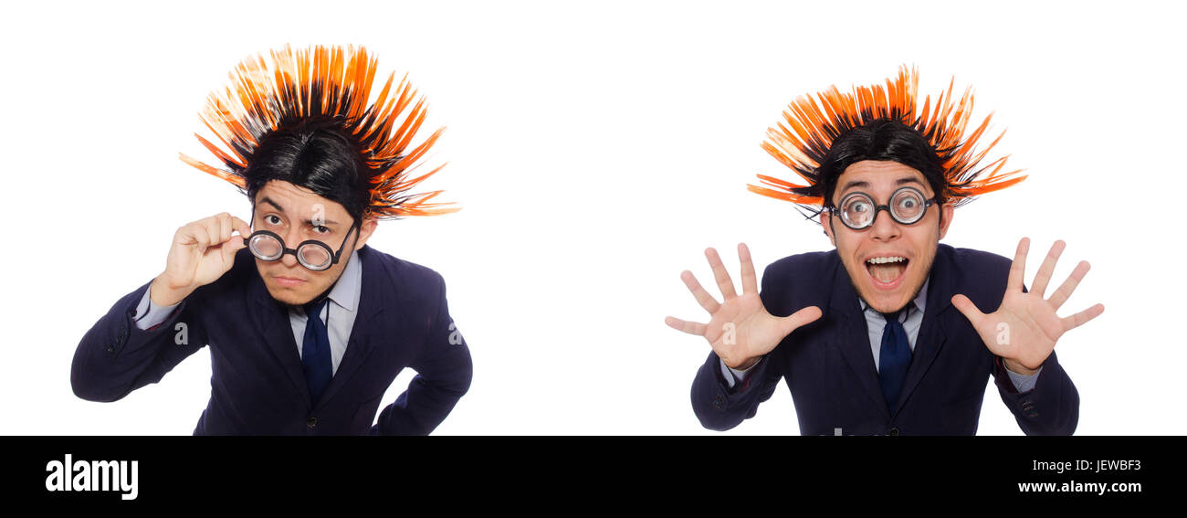 Funny man with mohawk hairstyle Stock Photo - Alamy