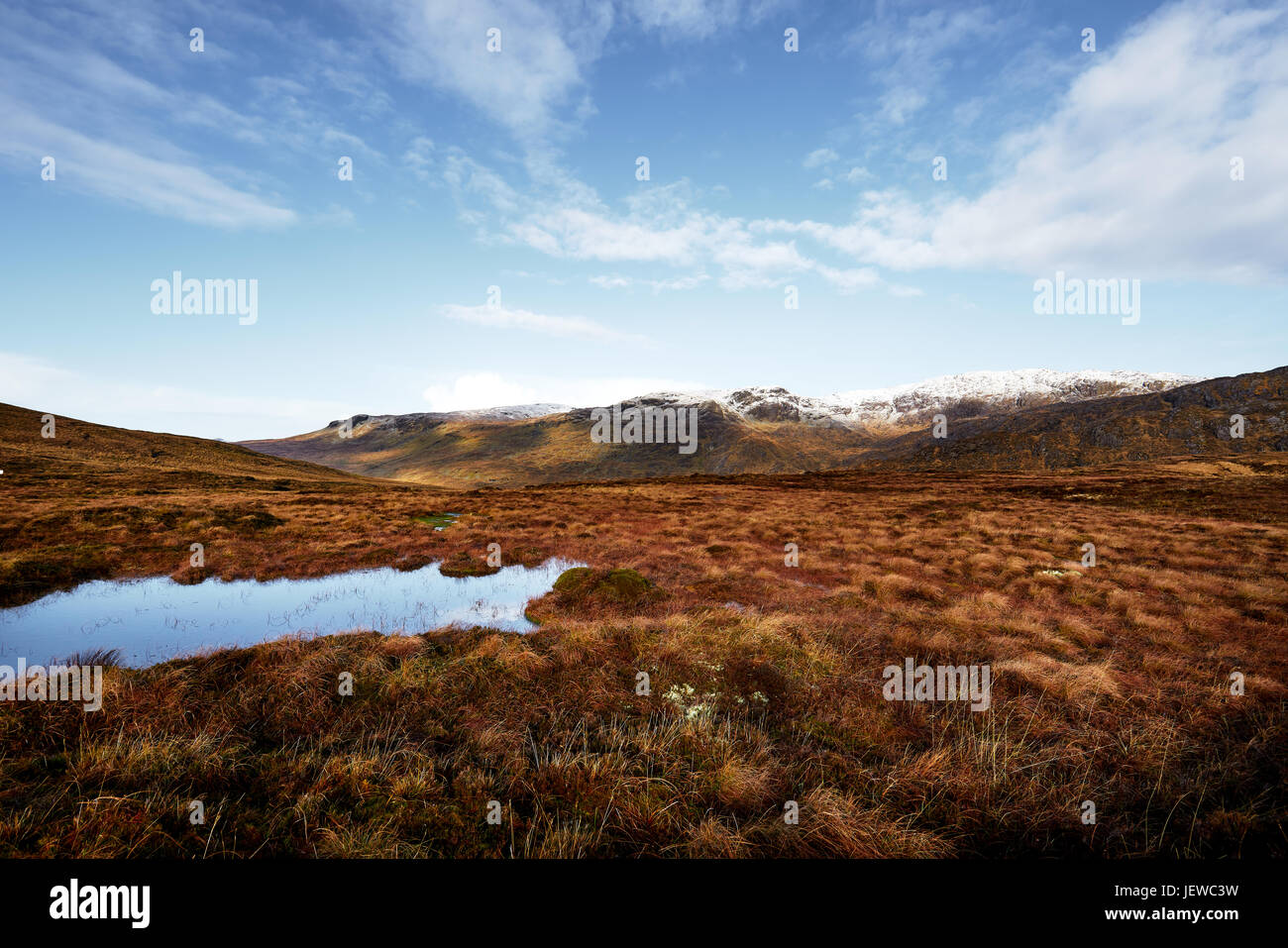 Panorama of the Bluestack Mountains in Donegal Ireland with a lake in ...
