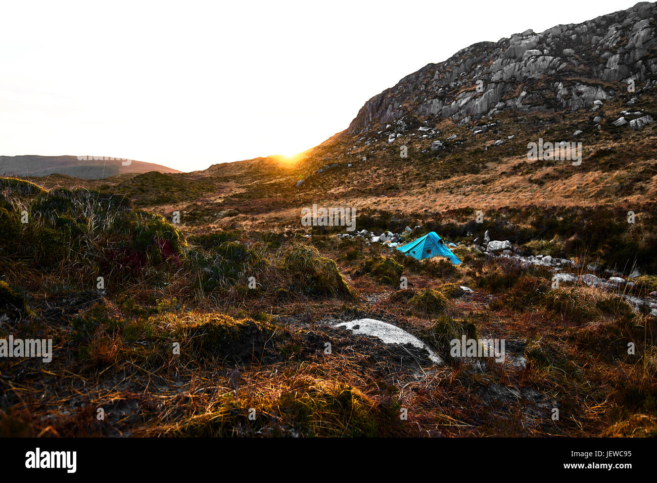 Camping in the Bluestack Mountains in Donegal Ireland Stock Photo - Alamy
