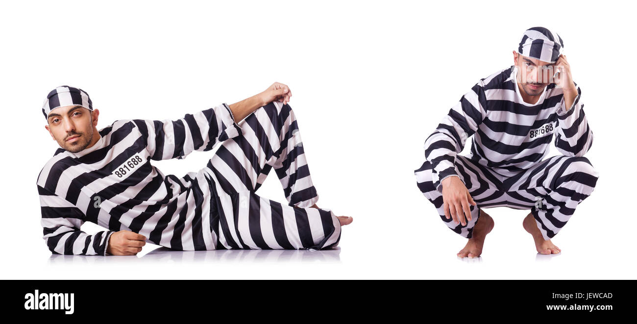 Convict criminal in striped uniform Stock Photo - Alamy