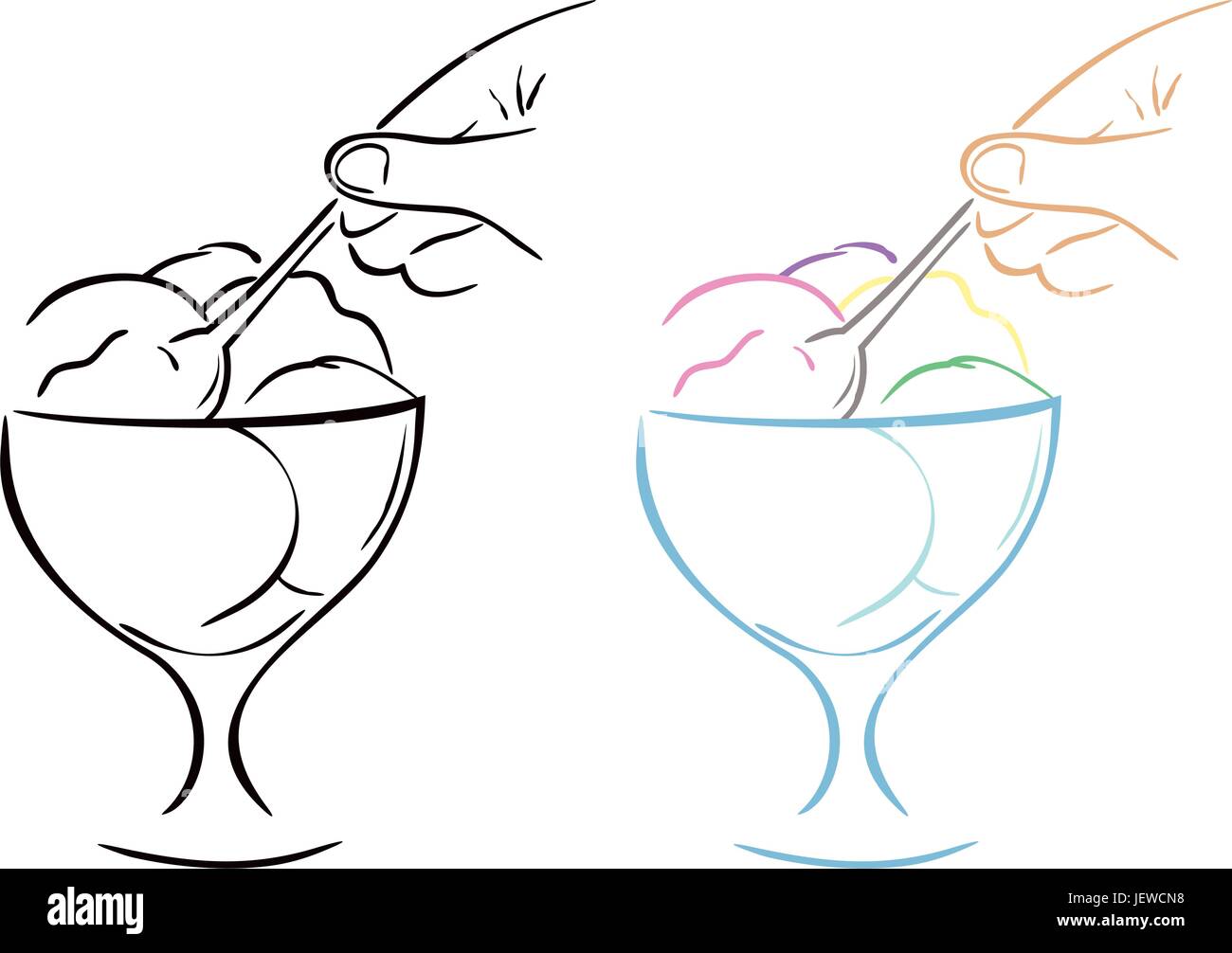 Ice cream cup spoon Stock Vector Images - Alamy