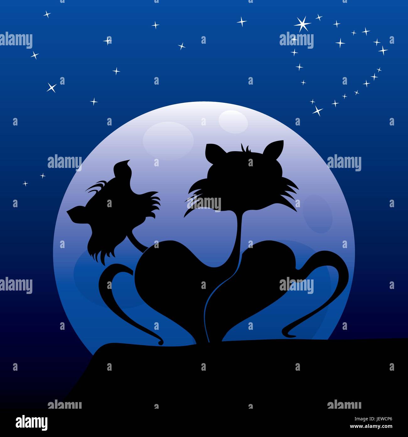 Illustration love couple moon Stock Vector Images - Alamy
