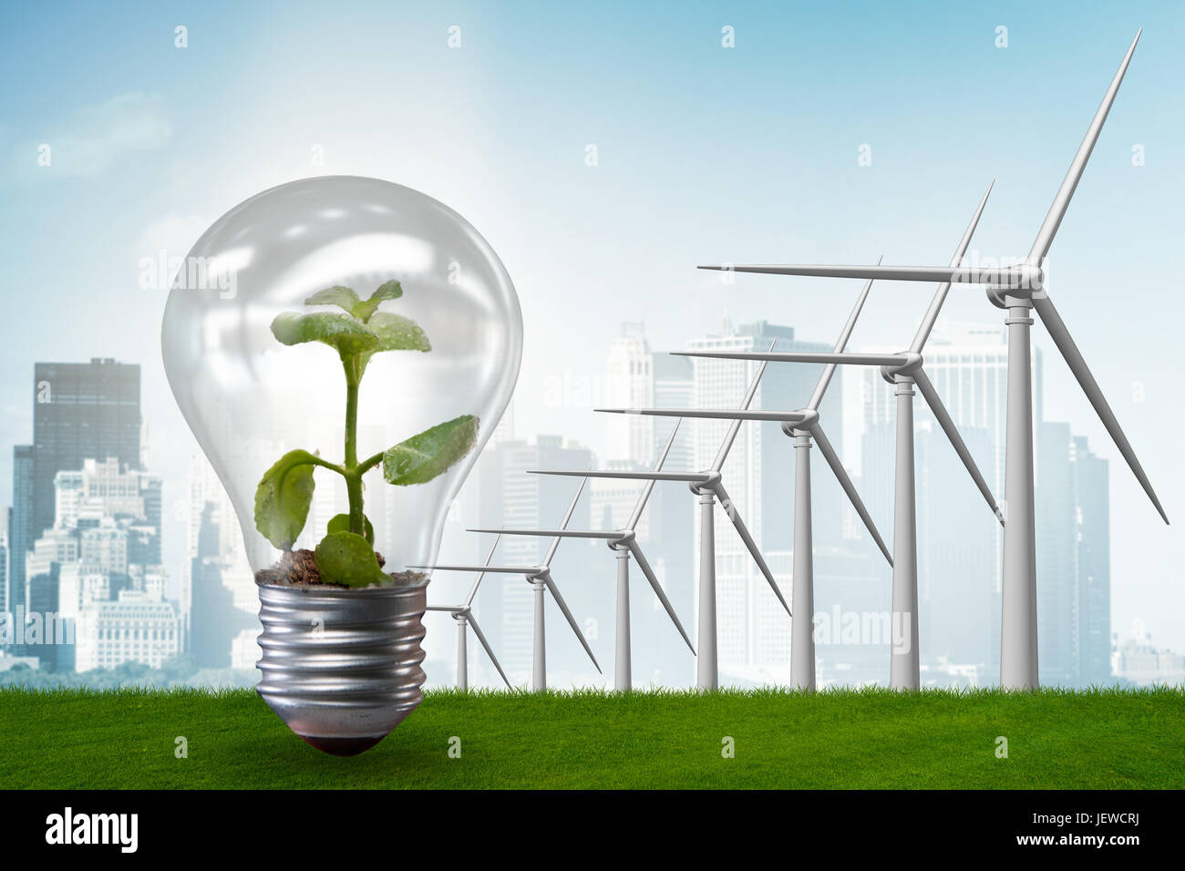 Alternative energy concept with windmills - 3d rendering Stock Photo ...