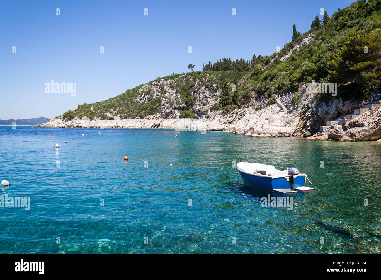 The coastal village of Trsteno north of Dubrovnik Dalmatia Croatia ...