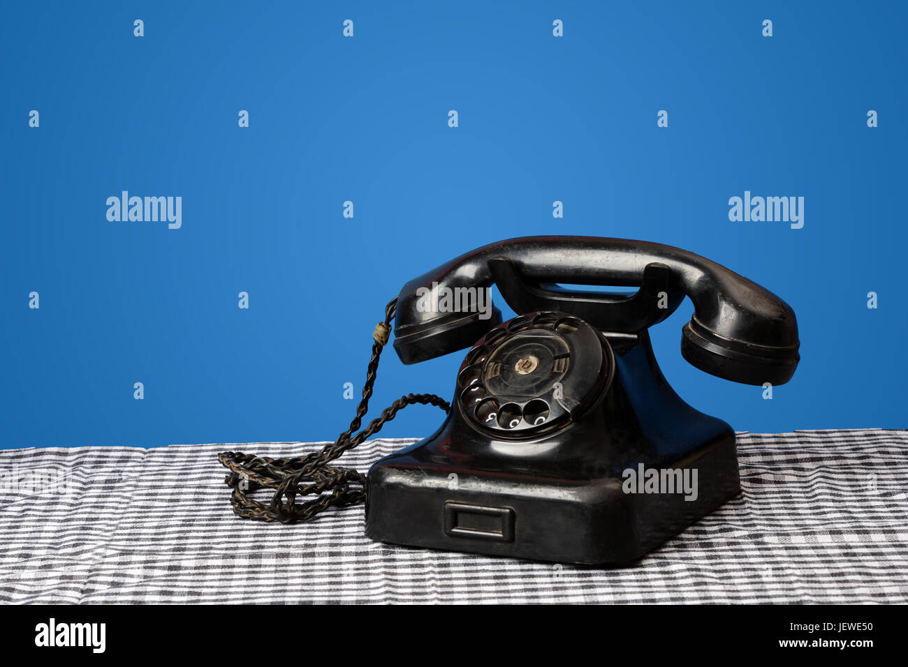 Vintage Landline Phone communication concept blue background Stock ...
