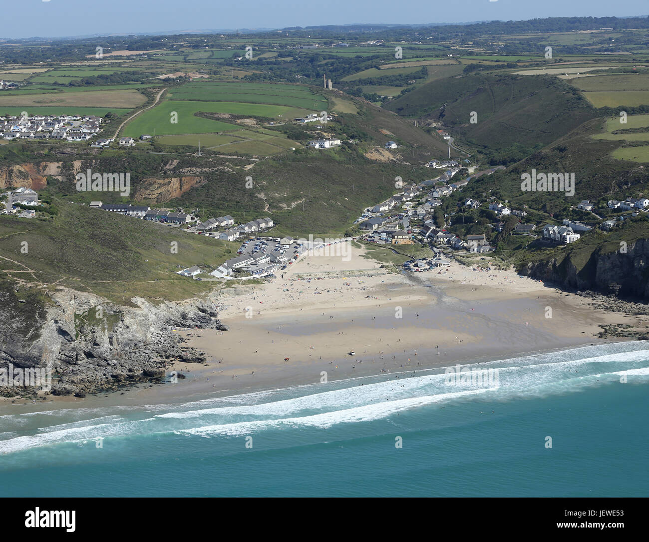 Great view of the Cornish village of Porthtowan on Cornwall's North ...