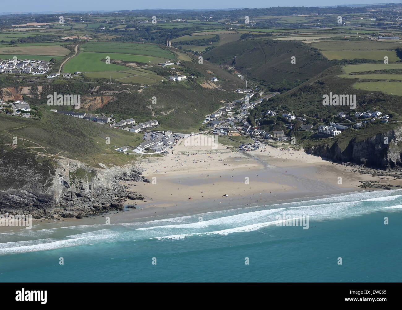 Great view of the Cornish village of Porthtowan on Cornwall's North ...