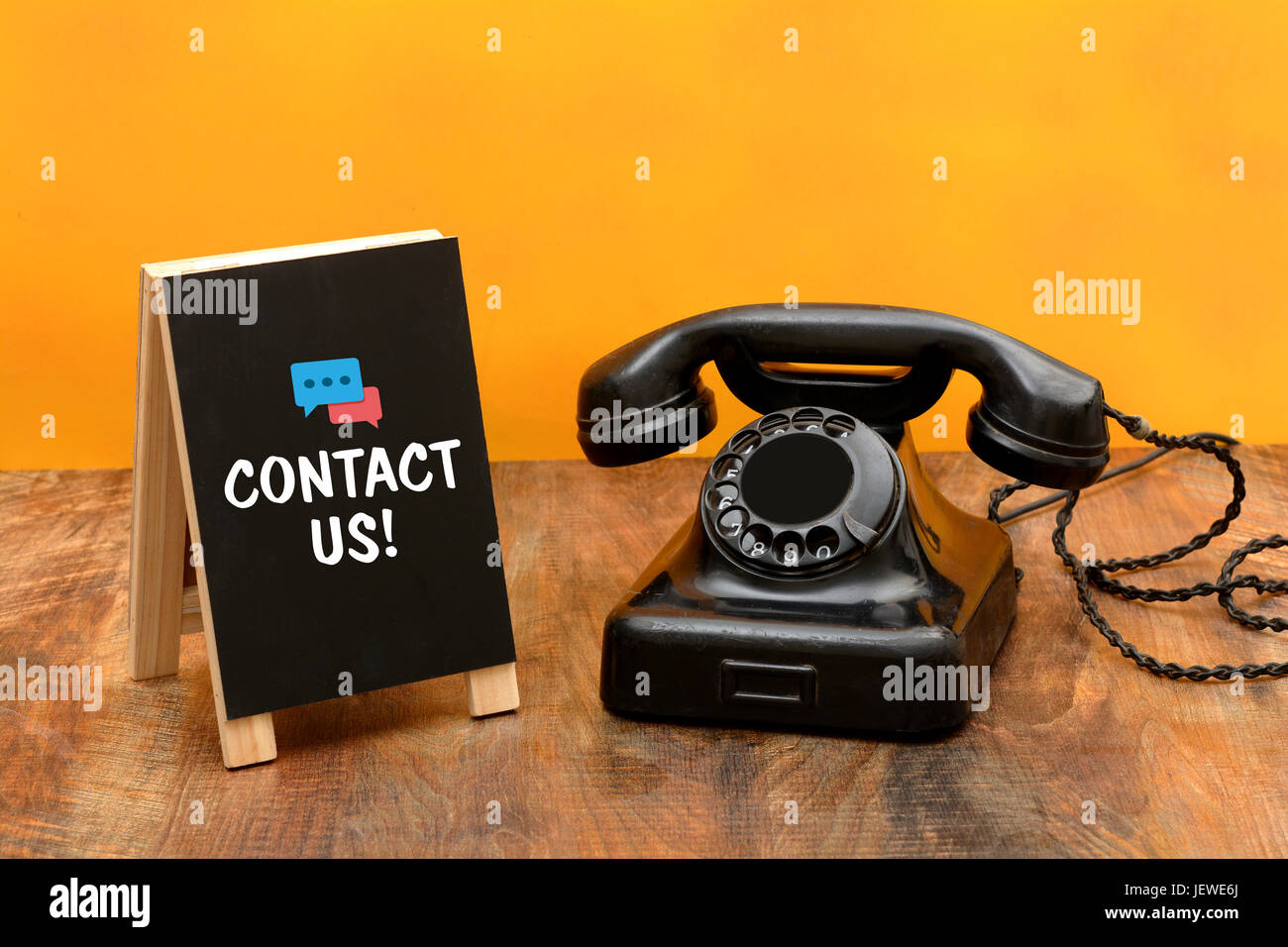 Vintage Retro Phone Set with Contact Us Icon Stock Photo - Alamy