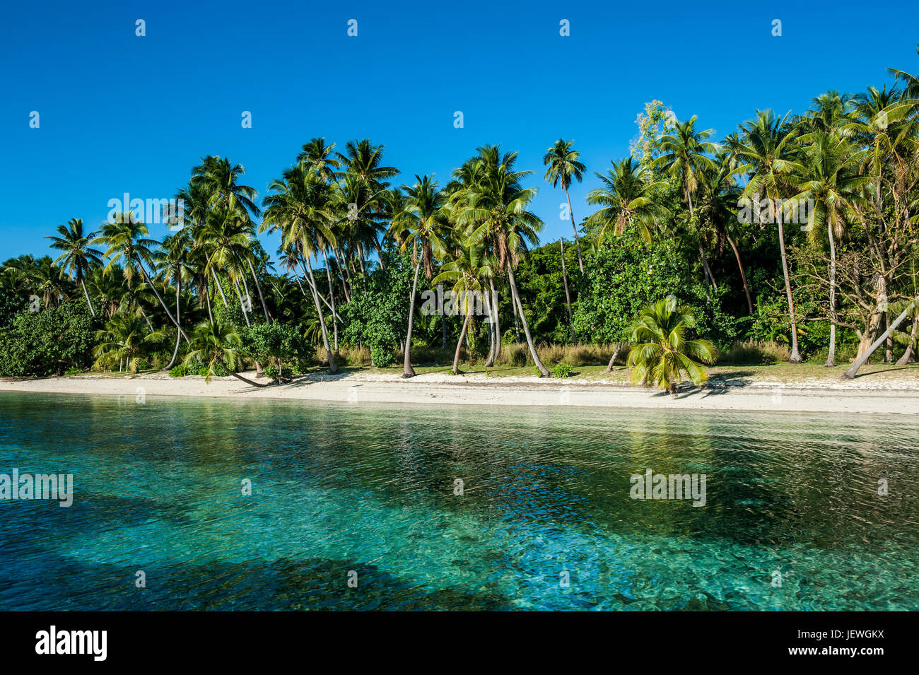 White sand beach, Nanuya Lailai island, the blue lagoon, Yasawas, Fiji ...