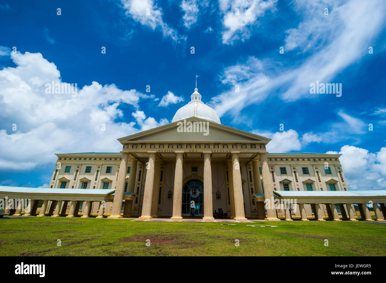 Parliament building of Palau on the Island of Babeldoab, Palau, Central ...