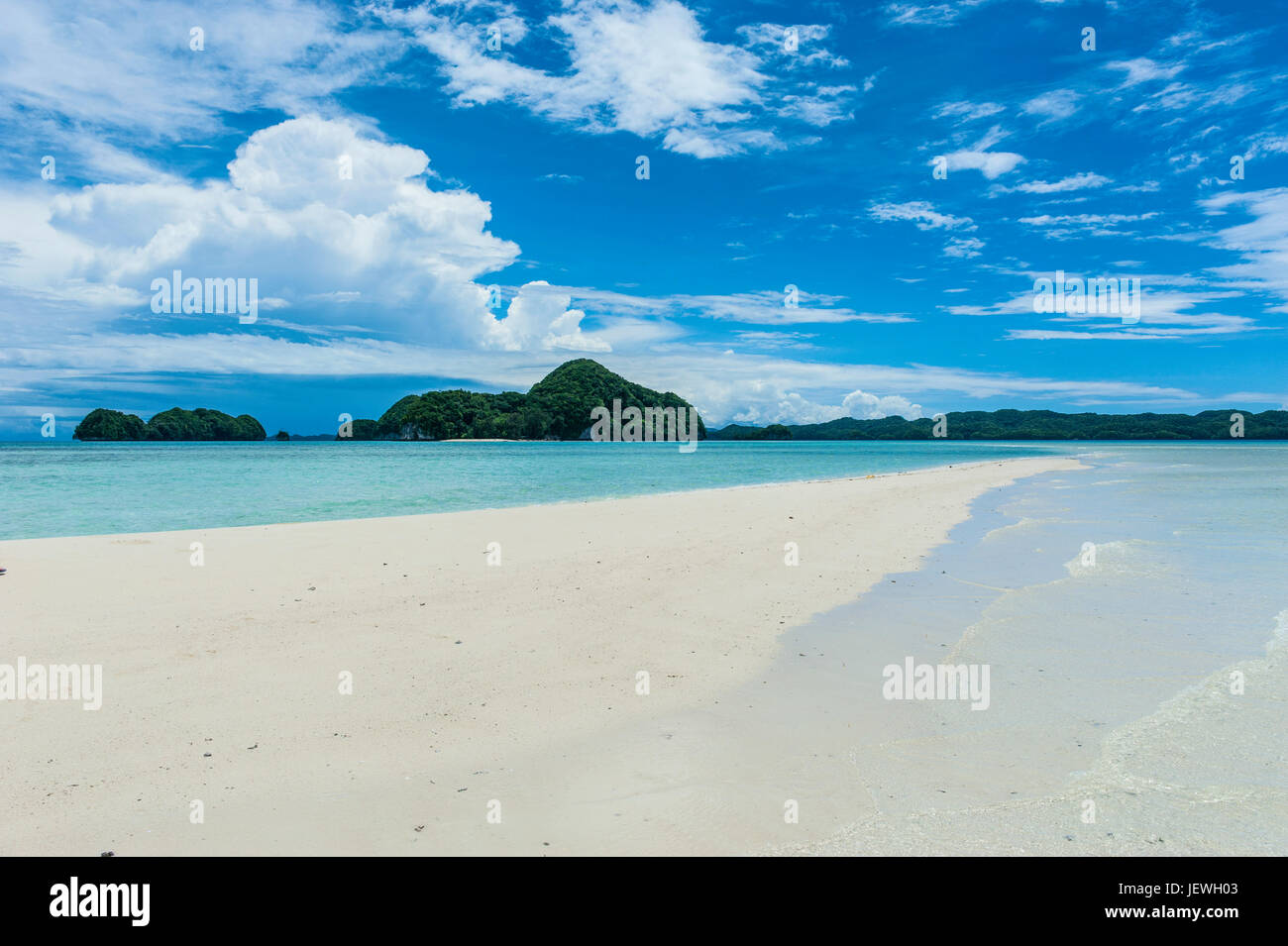 Little sand strip appearing in Low tide at the Rock islands, Palau ...