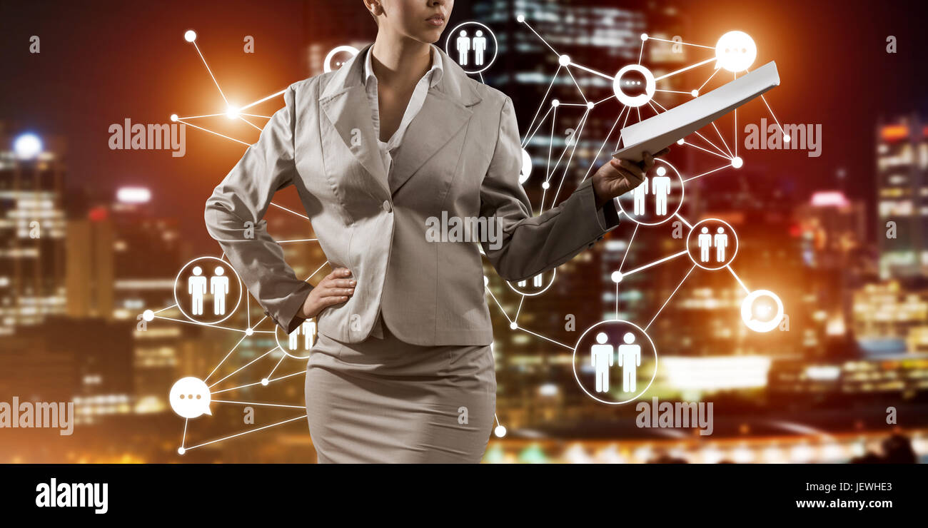 Concept of modern business networking that connect and cooperate people ...