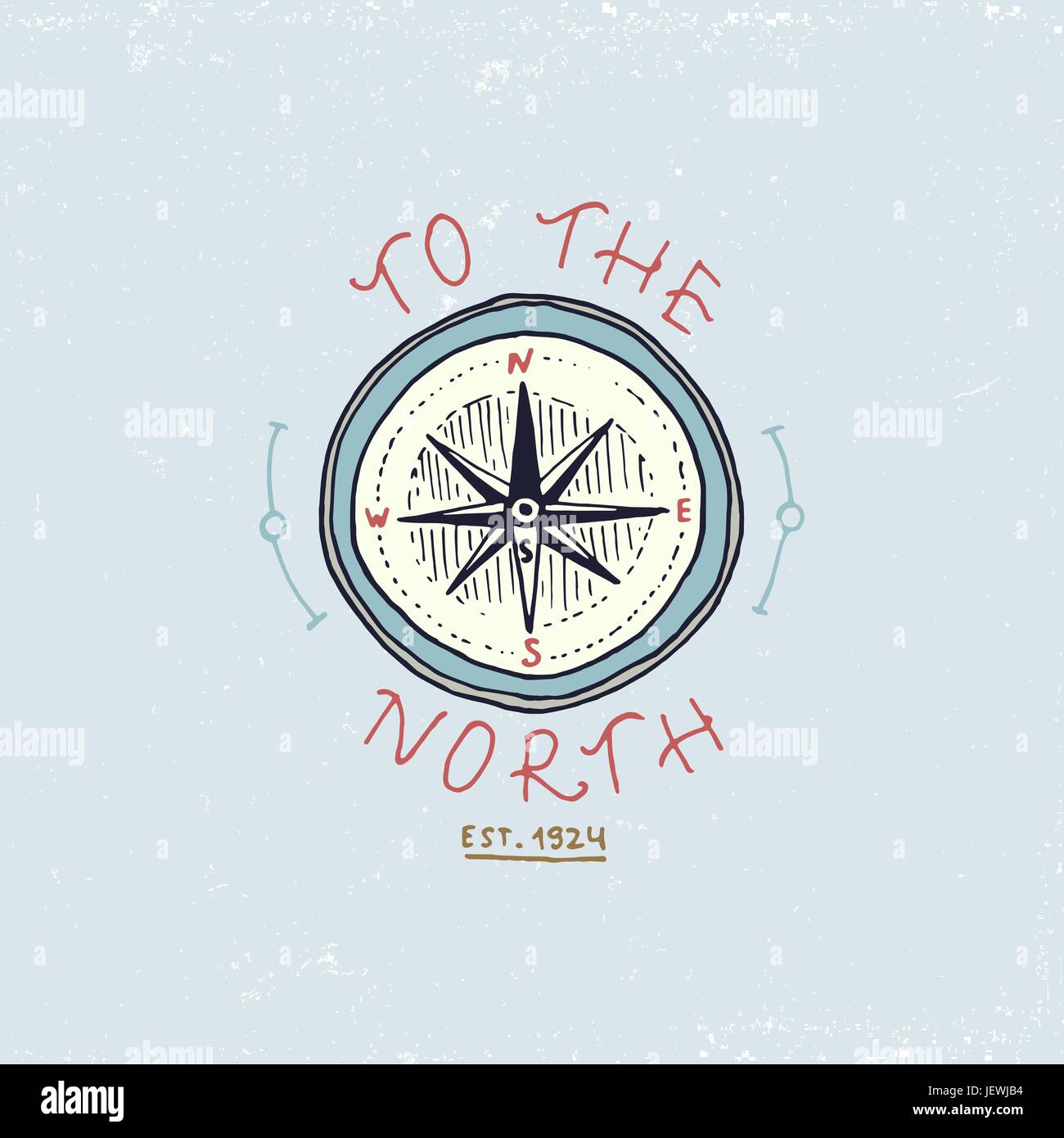 set of engraved vintage, hand drawn, old, labels or badges for compass ...