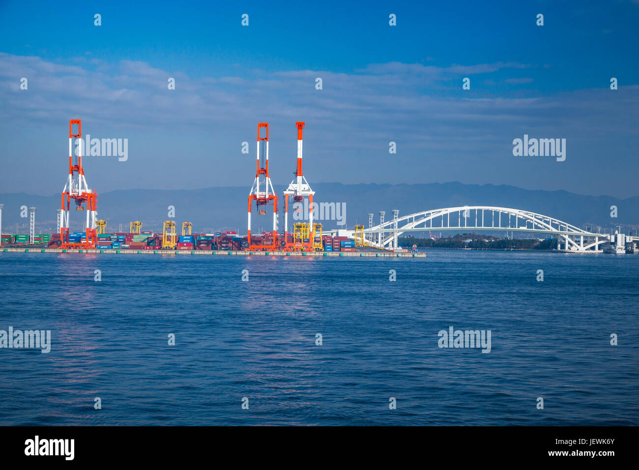 Cargo cranes at the container port of Osaka, Japan Stock Photo - Alamy