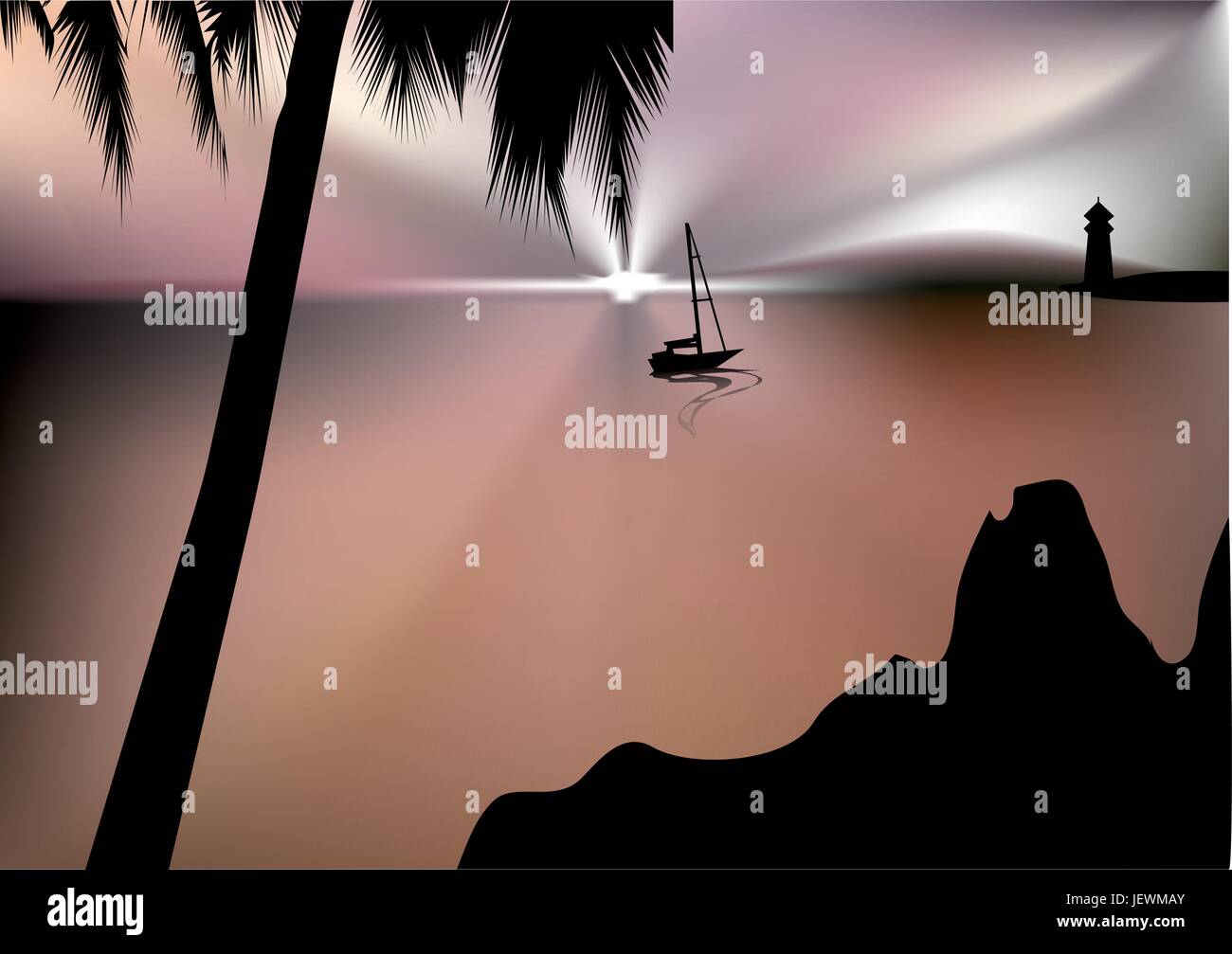 Dawn at the seaside Stock Vector Images - Alamy