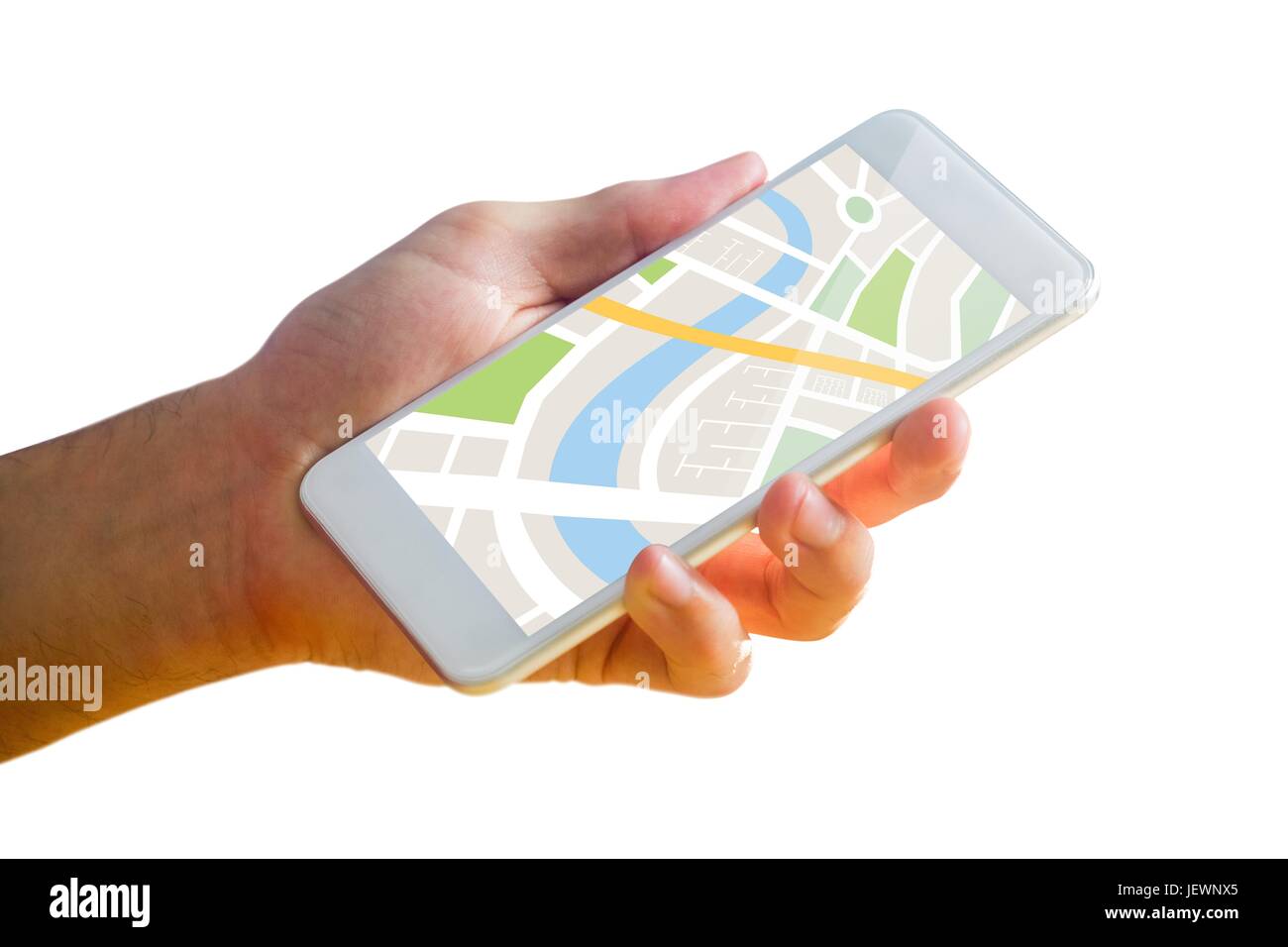 Man using map app on phone Stock Photo - Alamy