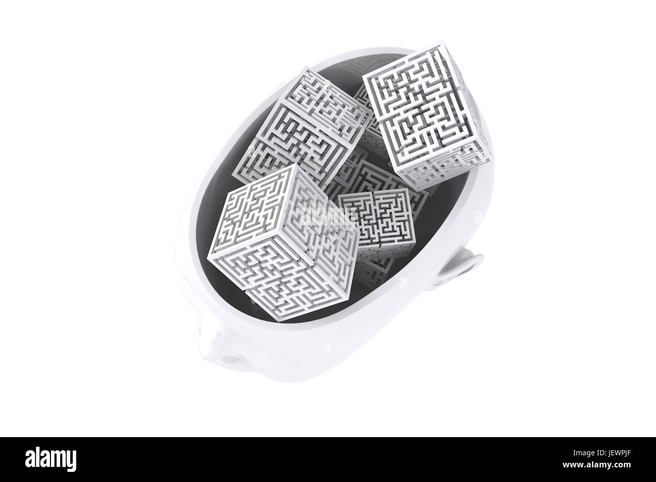 Composite image of maze brain in head Stock Photo - Alamy