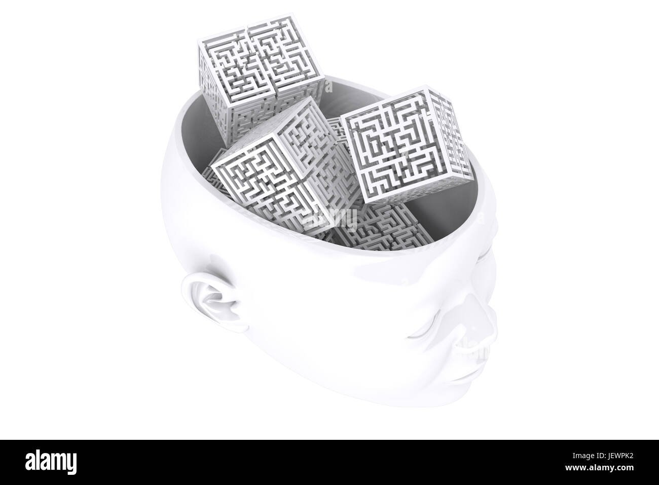 Composite image of maze brain in head Stock Photo - Alamy