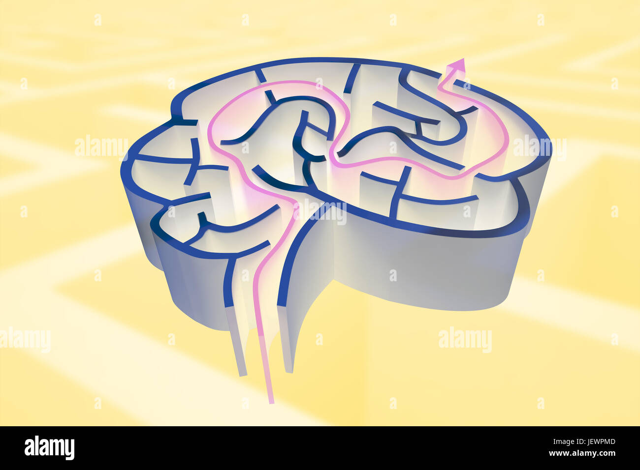 Composite image of brain maze with arrow Stock Photo - Alamy