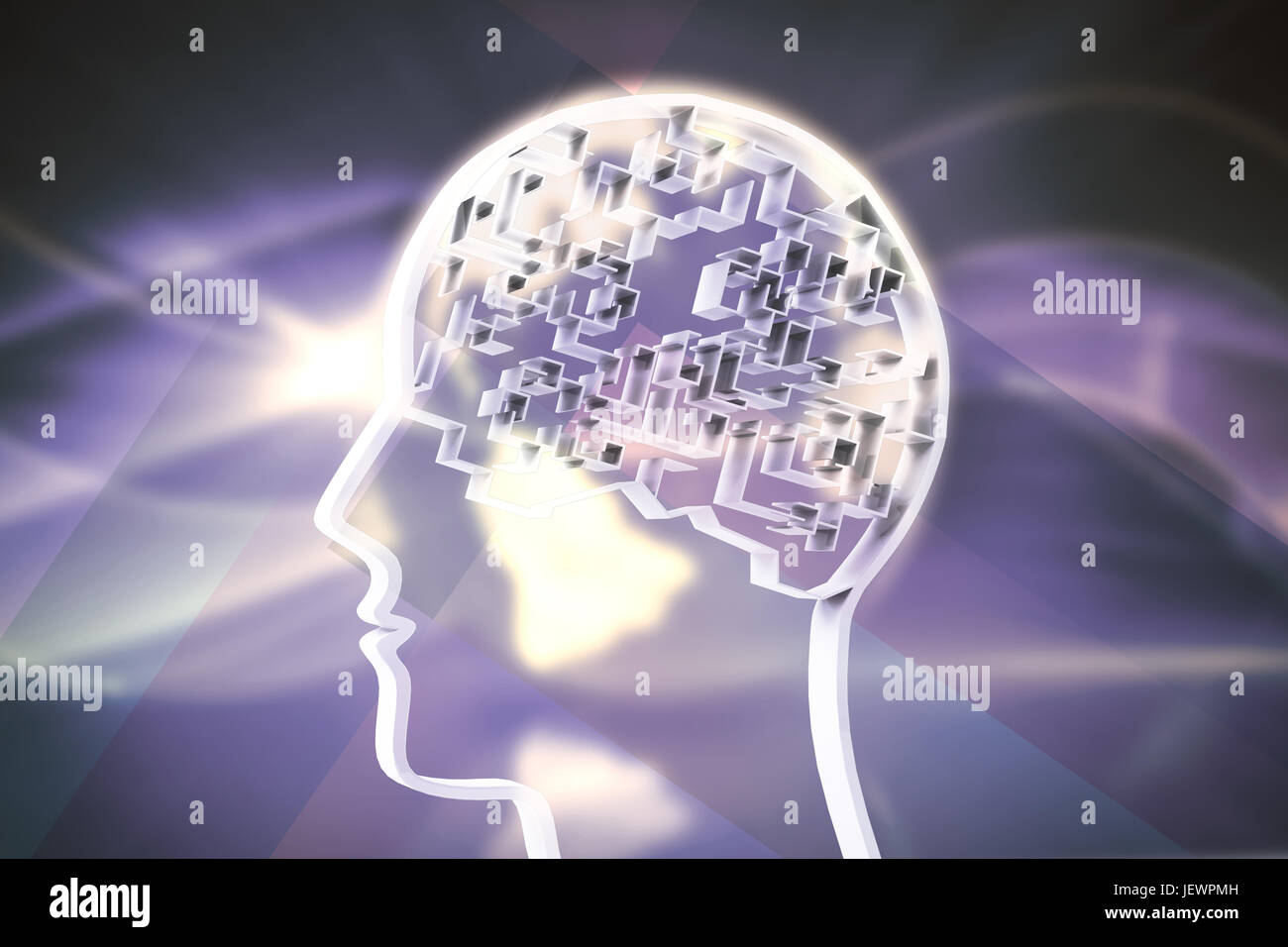Composite image of maze brain in head Stock Photo - Alamy