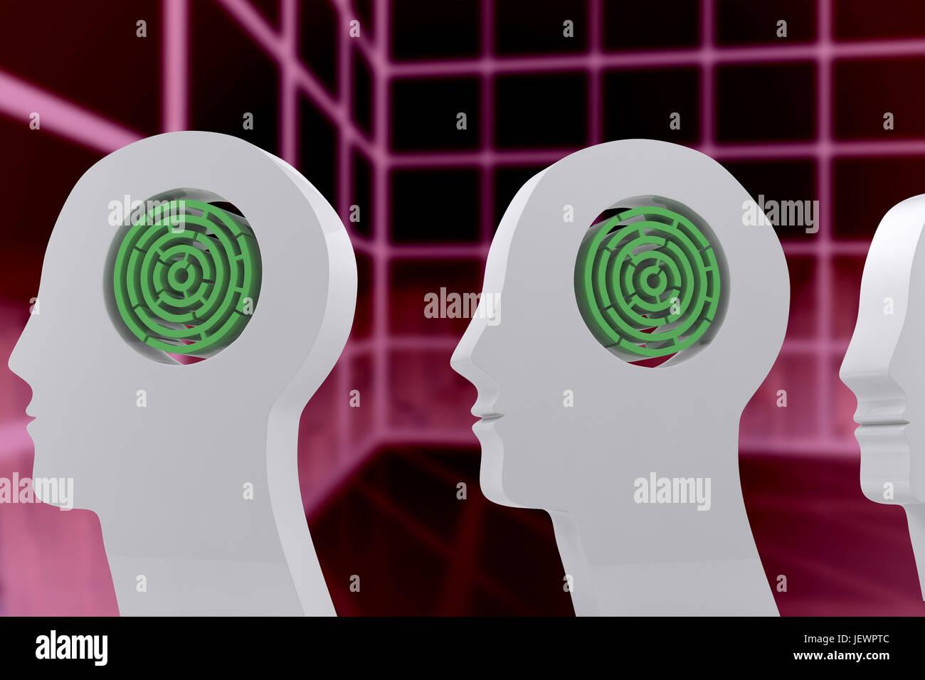 Composite image of maze brain in head Stock Photo - Alamy