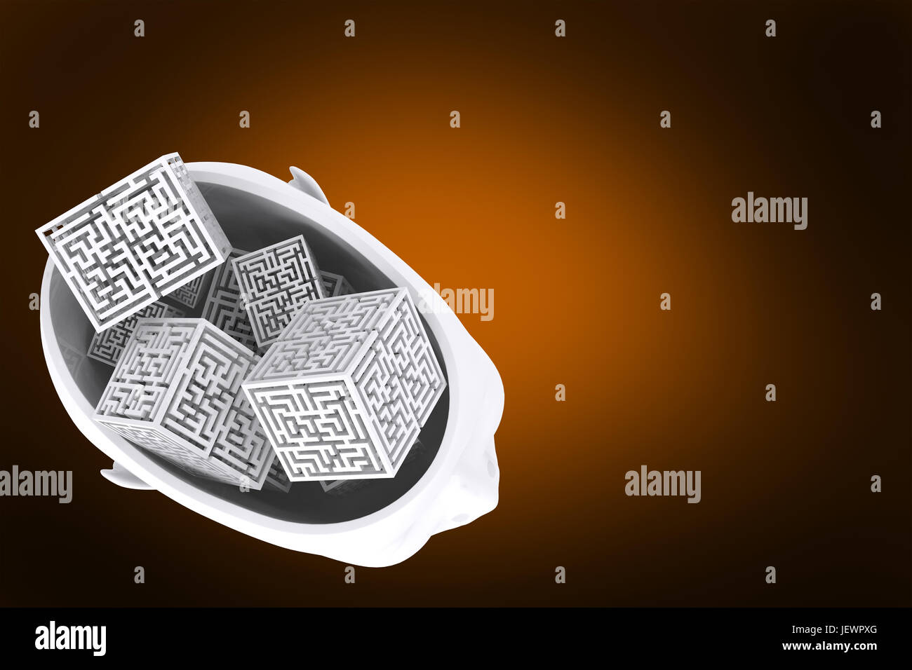 Composite image of maze brain in head Stock Photo - Alamy