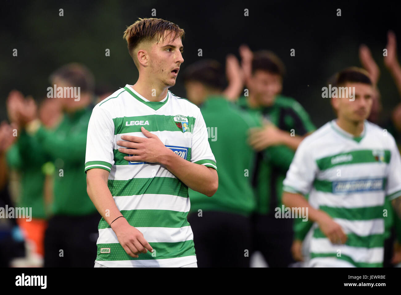 The New Saints' Ryan Price looks dejected after the UEFA Champions ...