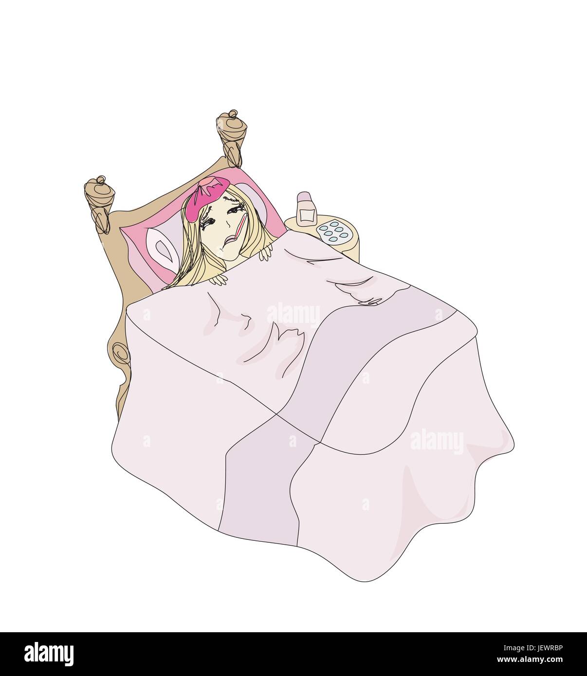 Woman cartoon fever thermometer Stock Vector Images - Alamy