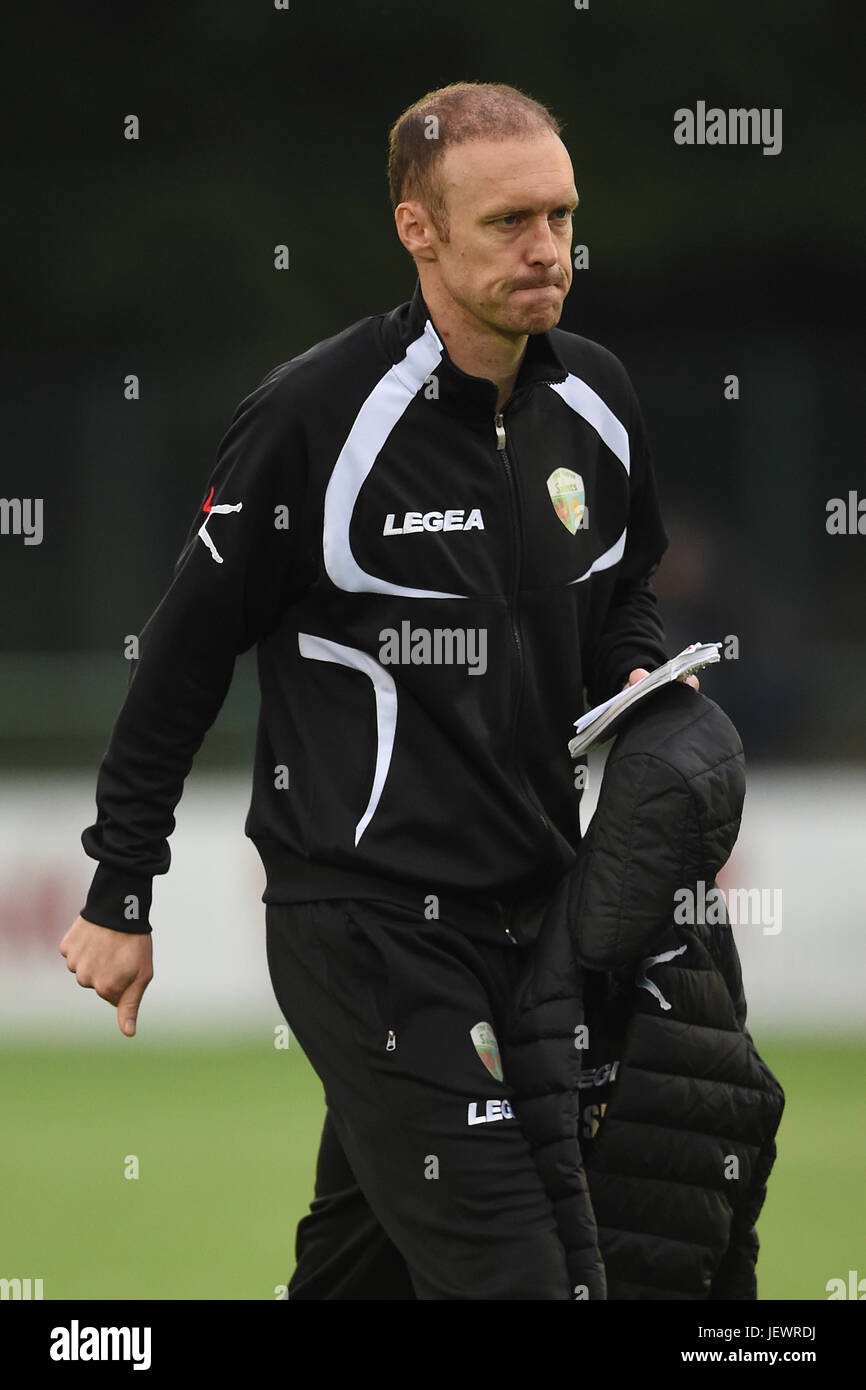 The New Saints interim manager Scott Ruscoe looks dejected after the ...