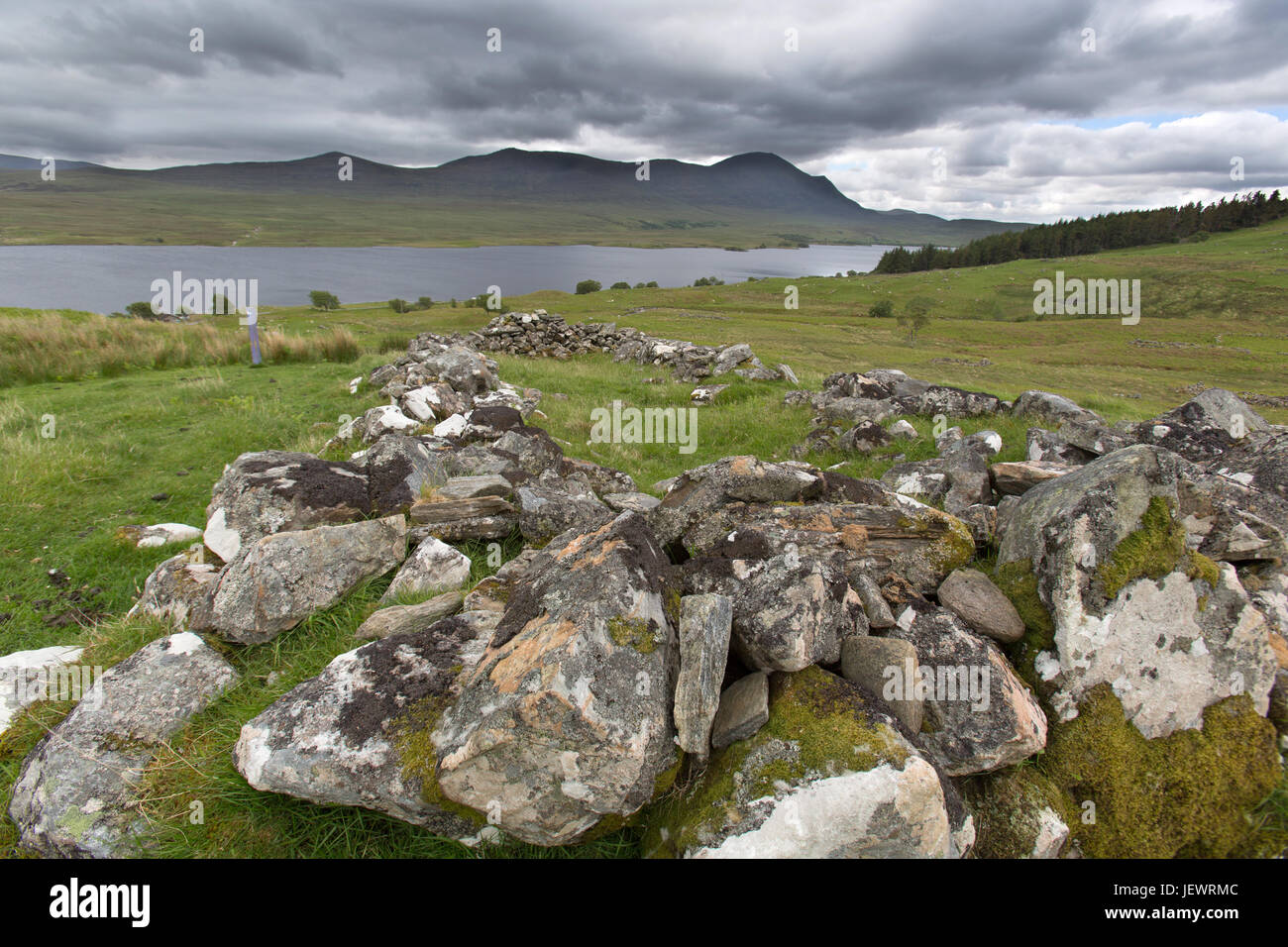 Area of Altnaharra, Scotland. The ruined remains of the Highland ...