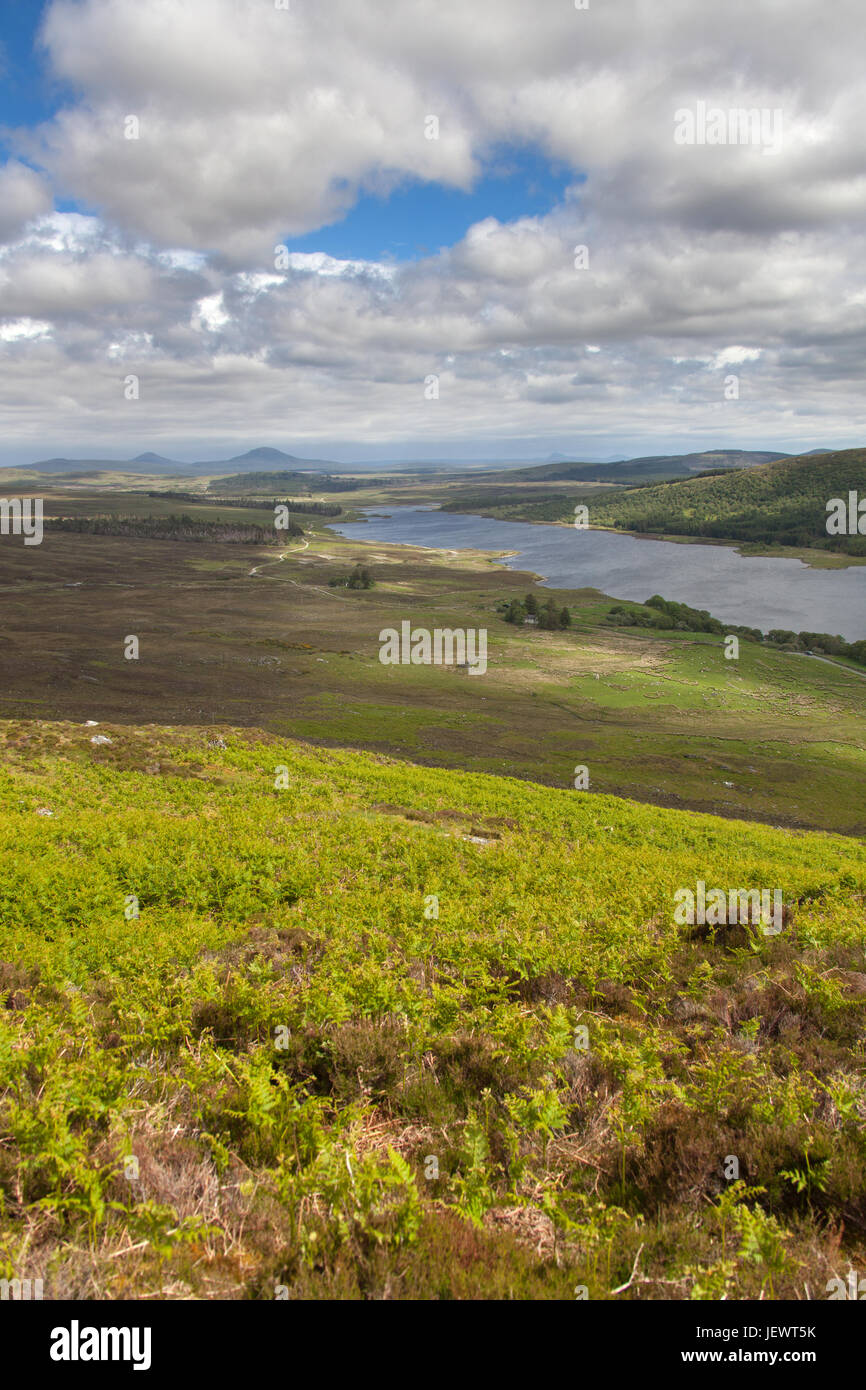 Area of Altnaharra, Scotland. Picturesque aerial view of Loch Naver ...