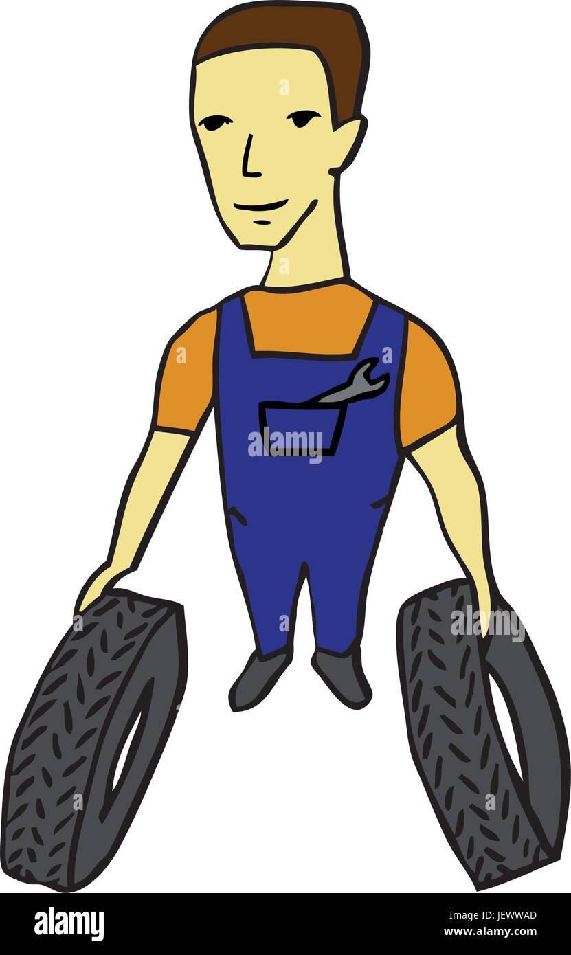 worker with tires Stock Vector Image & Art - Alamy