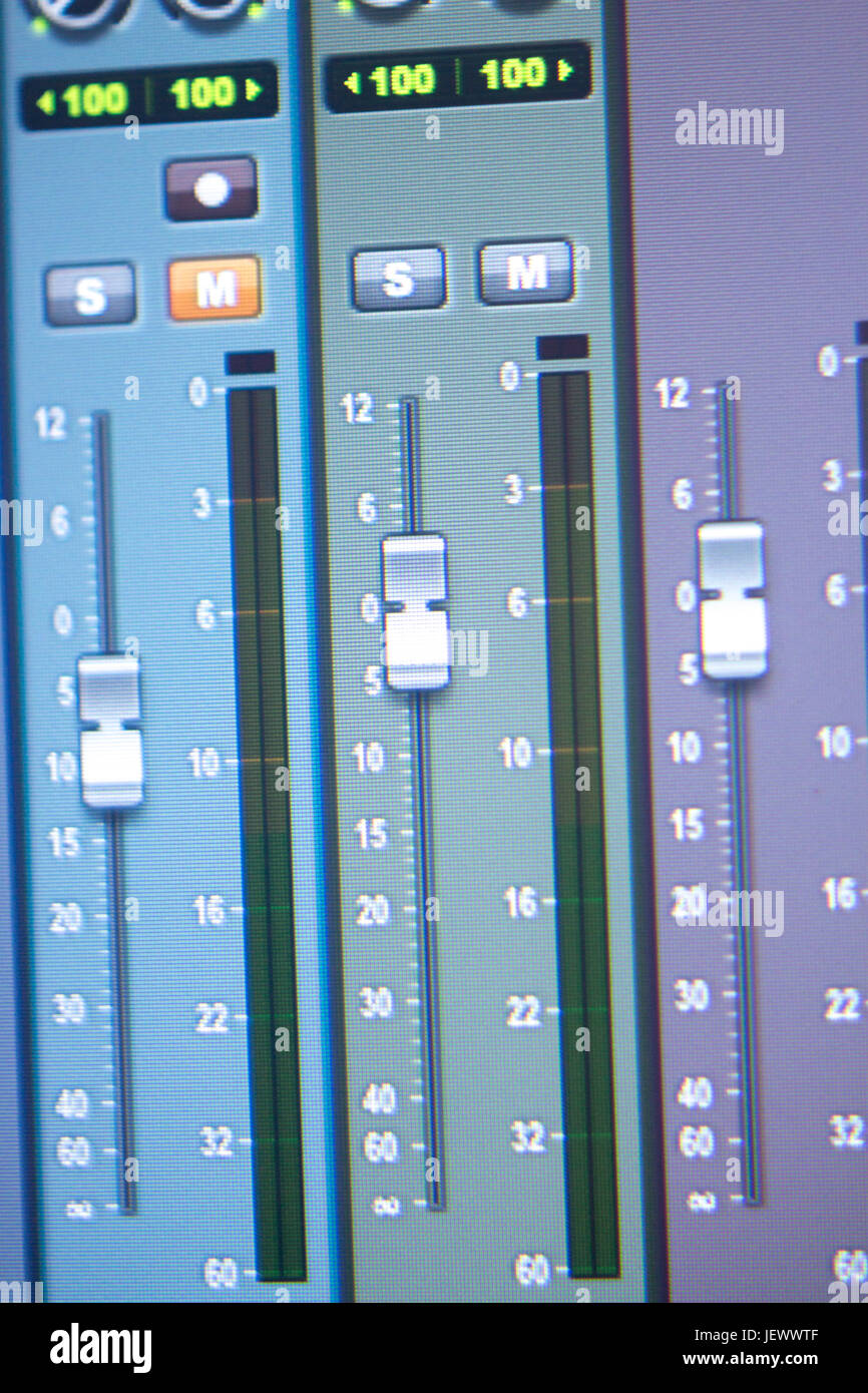 Recording audio, music, vocal and voiceover studio digital mixing desk ...