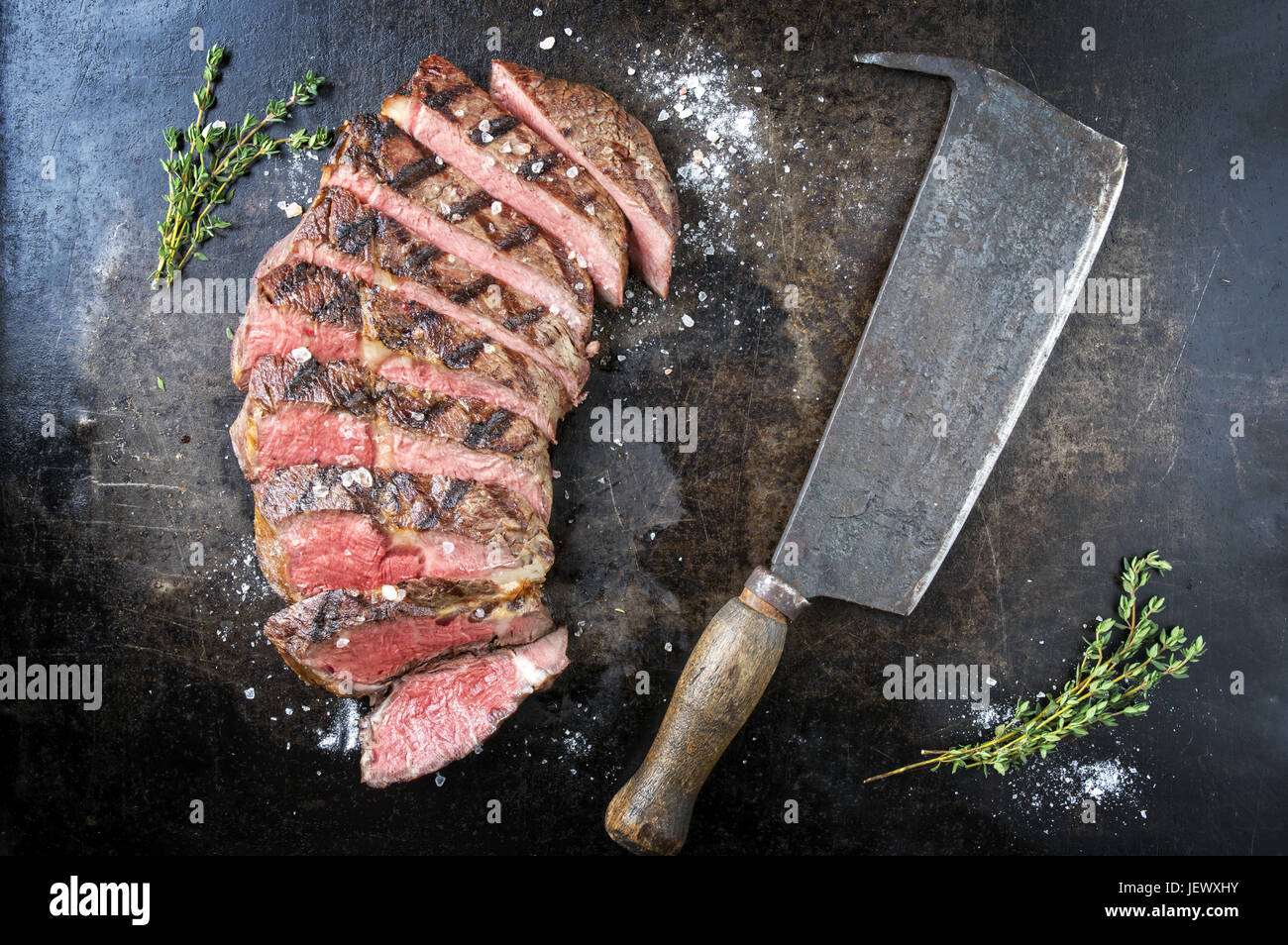 Barbecued Dry Aged Rib Eye Steak Stock Photo - Alamy