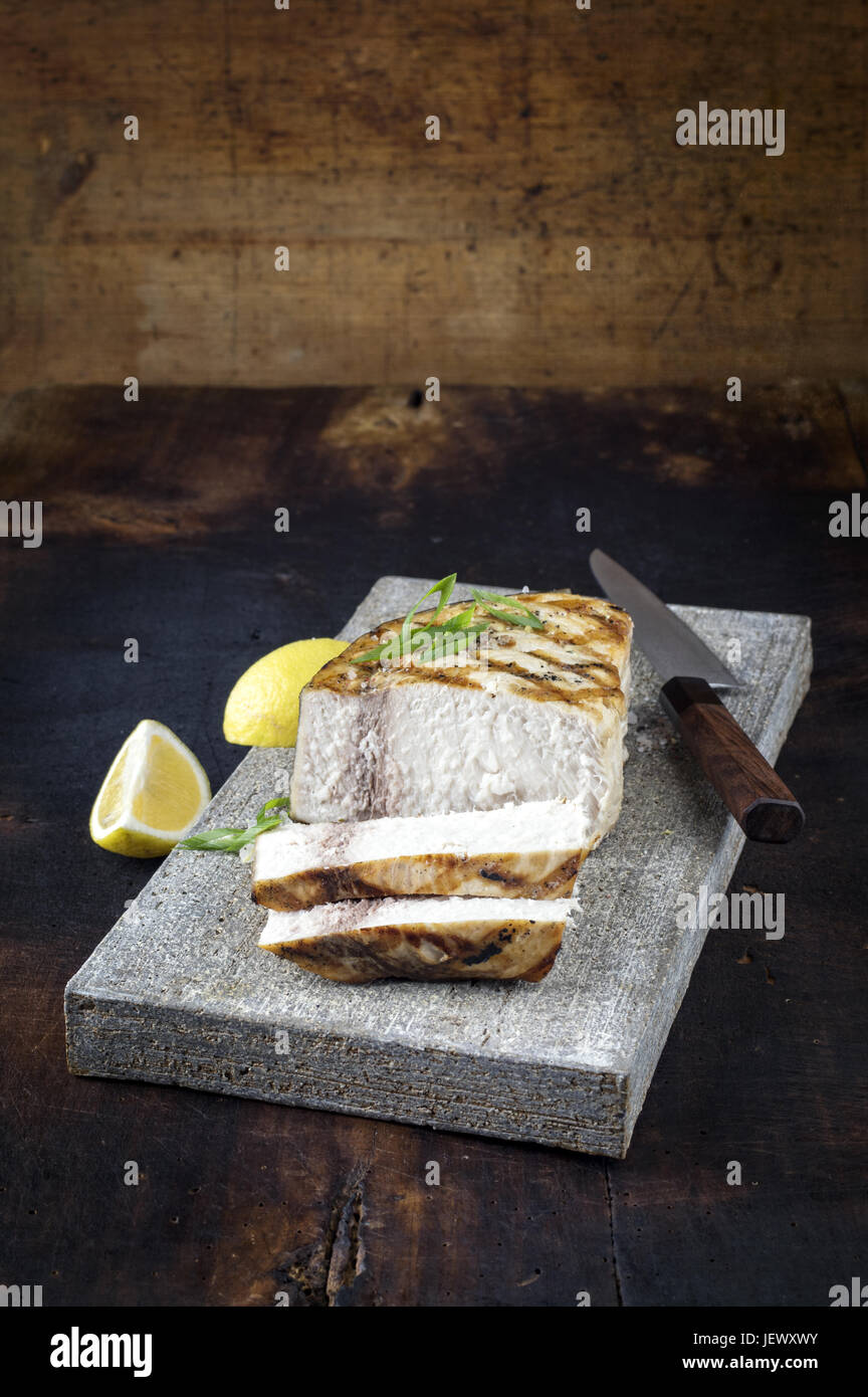 Barbecue Swordfish on Flagstone Stock Photo - Alamy