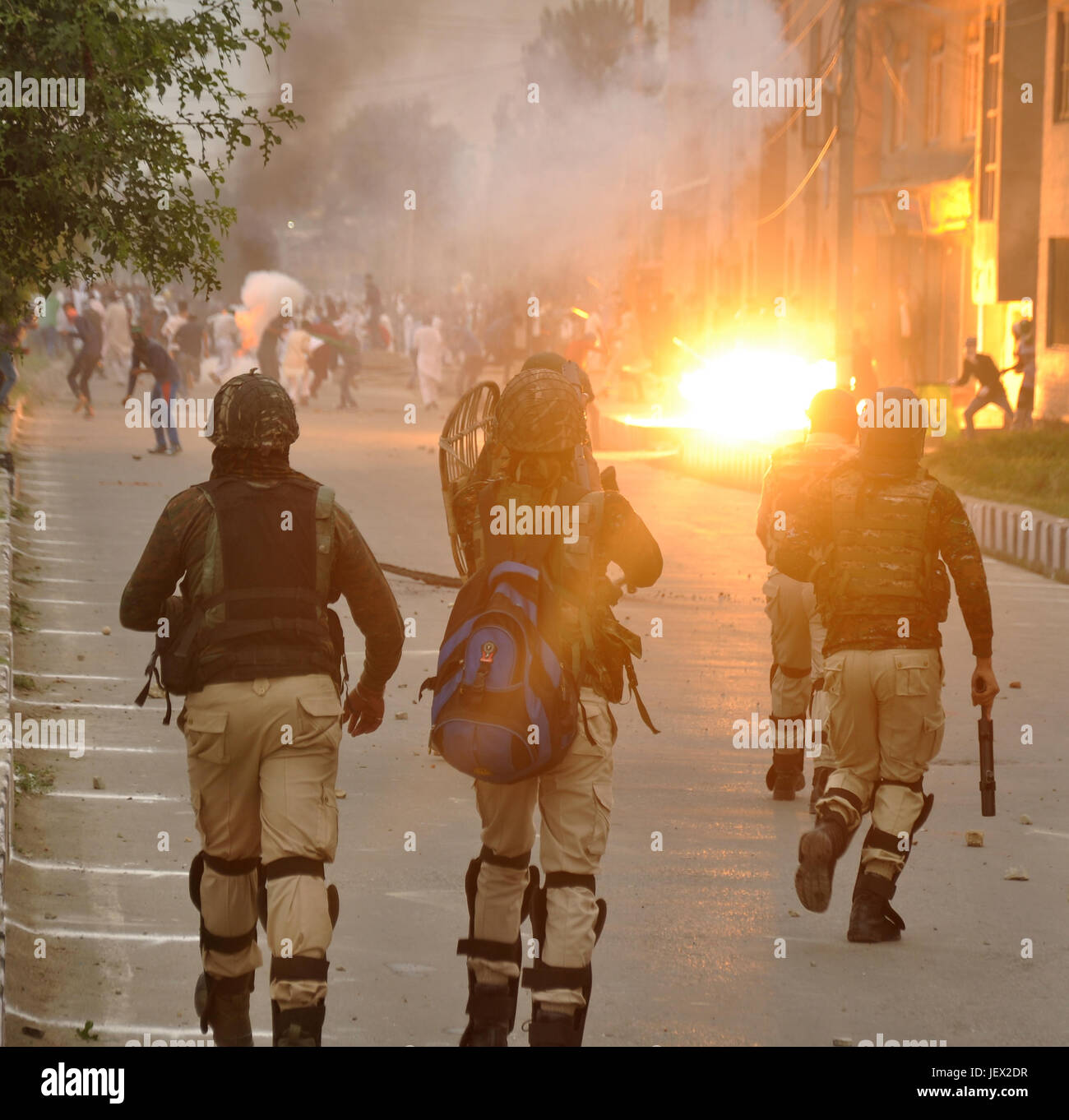 Police fired tear smoke shells ,stun grenades to disperse the ...