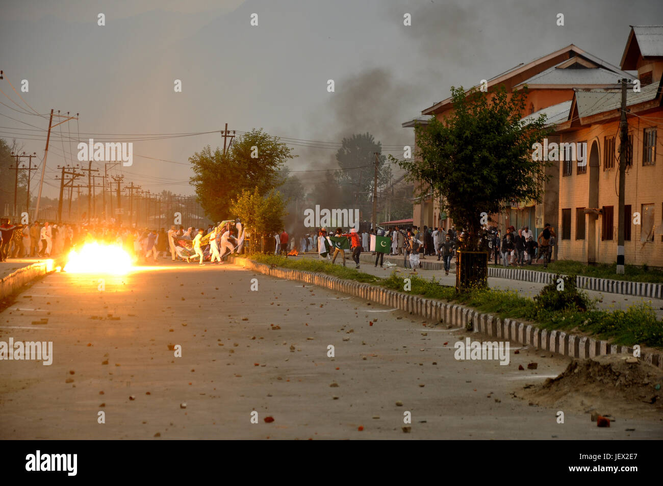 Police fired tear smoke shells ,stun grenades to disperse the ...