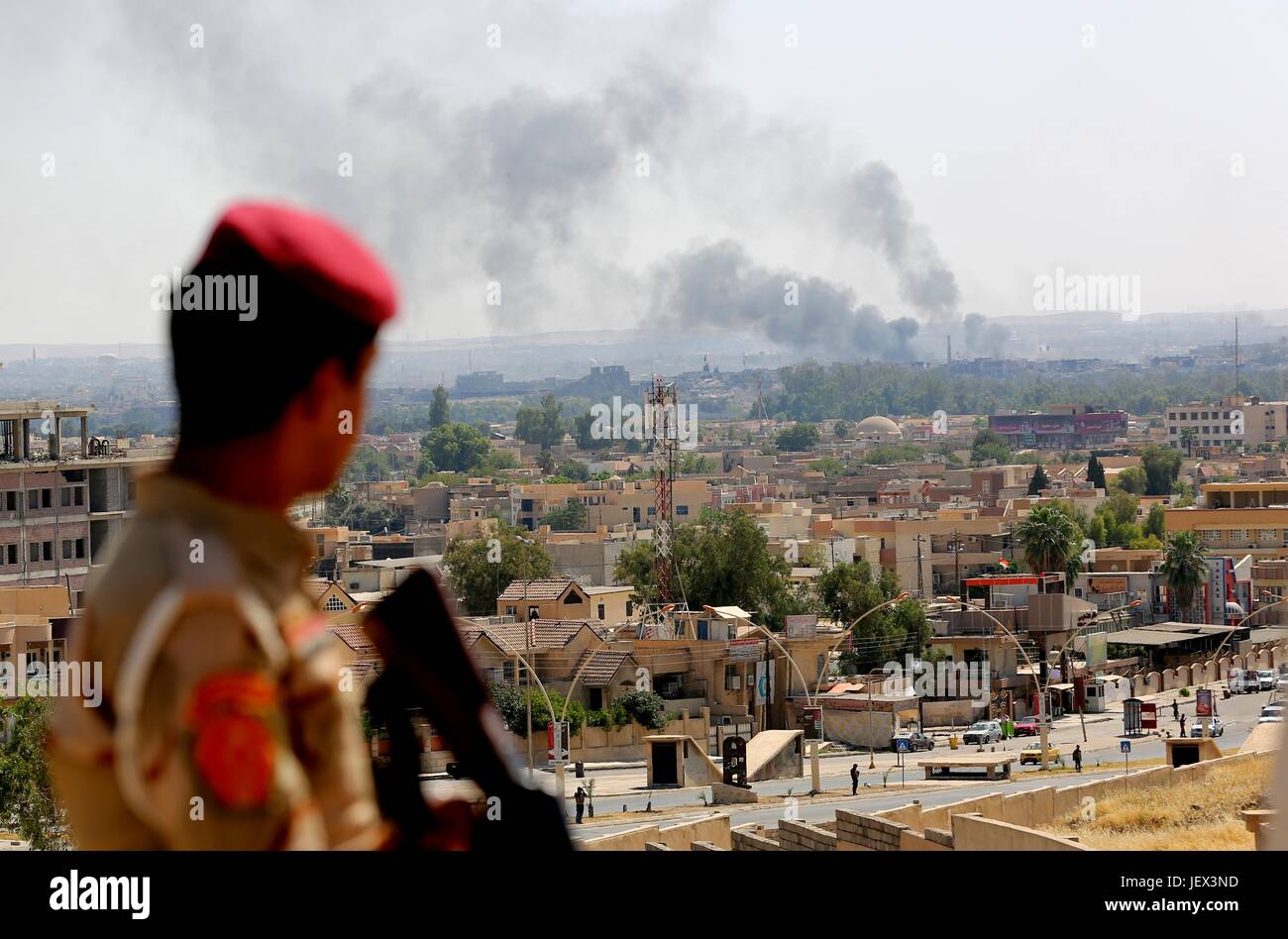 Mosul. 27th June, 2017. An Iraqi soldier patrolling in the street of ...