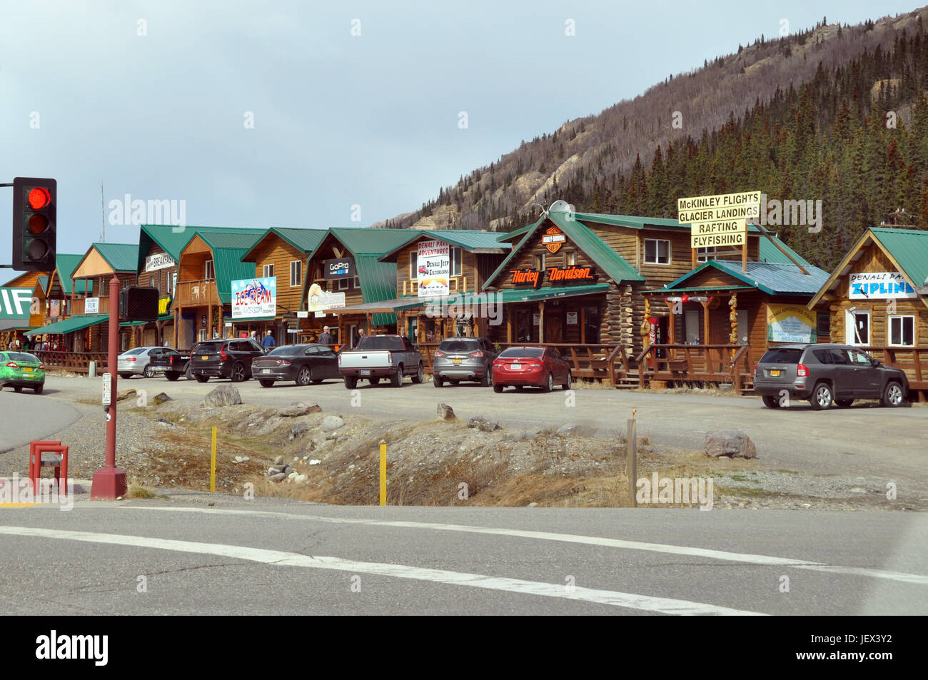 Shops in wooden buildings can be seen at a tourist destionation at the ...
