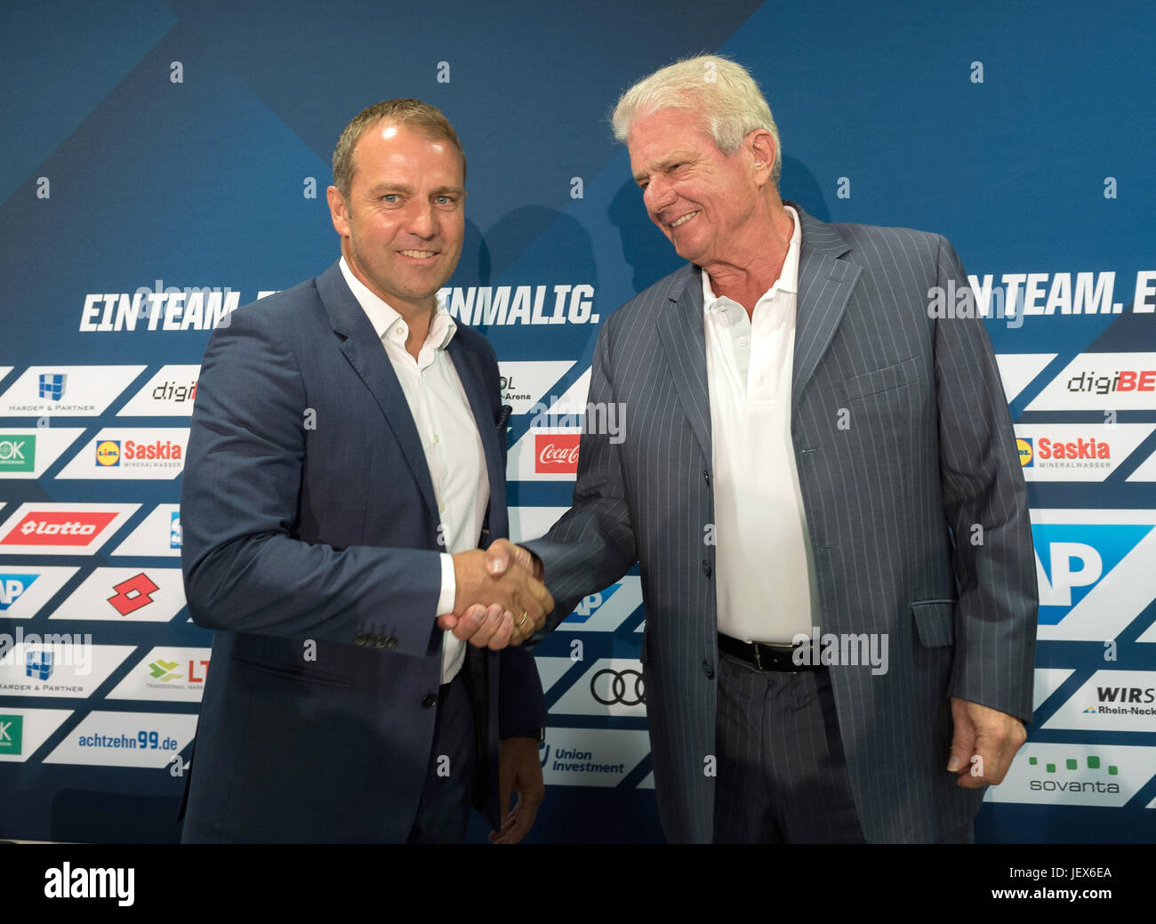 Zuzenhausen, Germany. 28th June, 2017. Dietmar Hopp (R), shareholder of ...